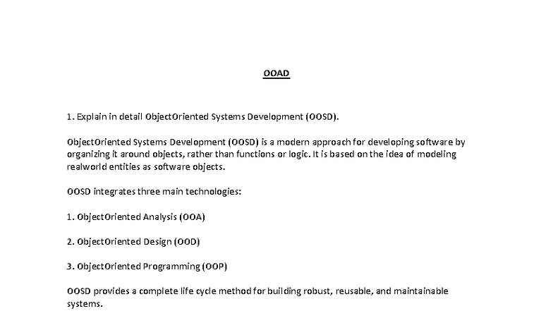 OOAD: Detailed Study of Object-Oriented Systems Development (OOSD ...
