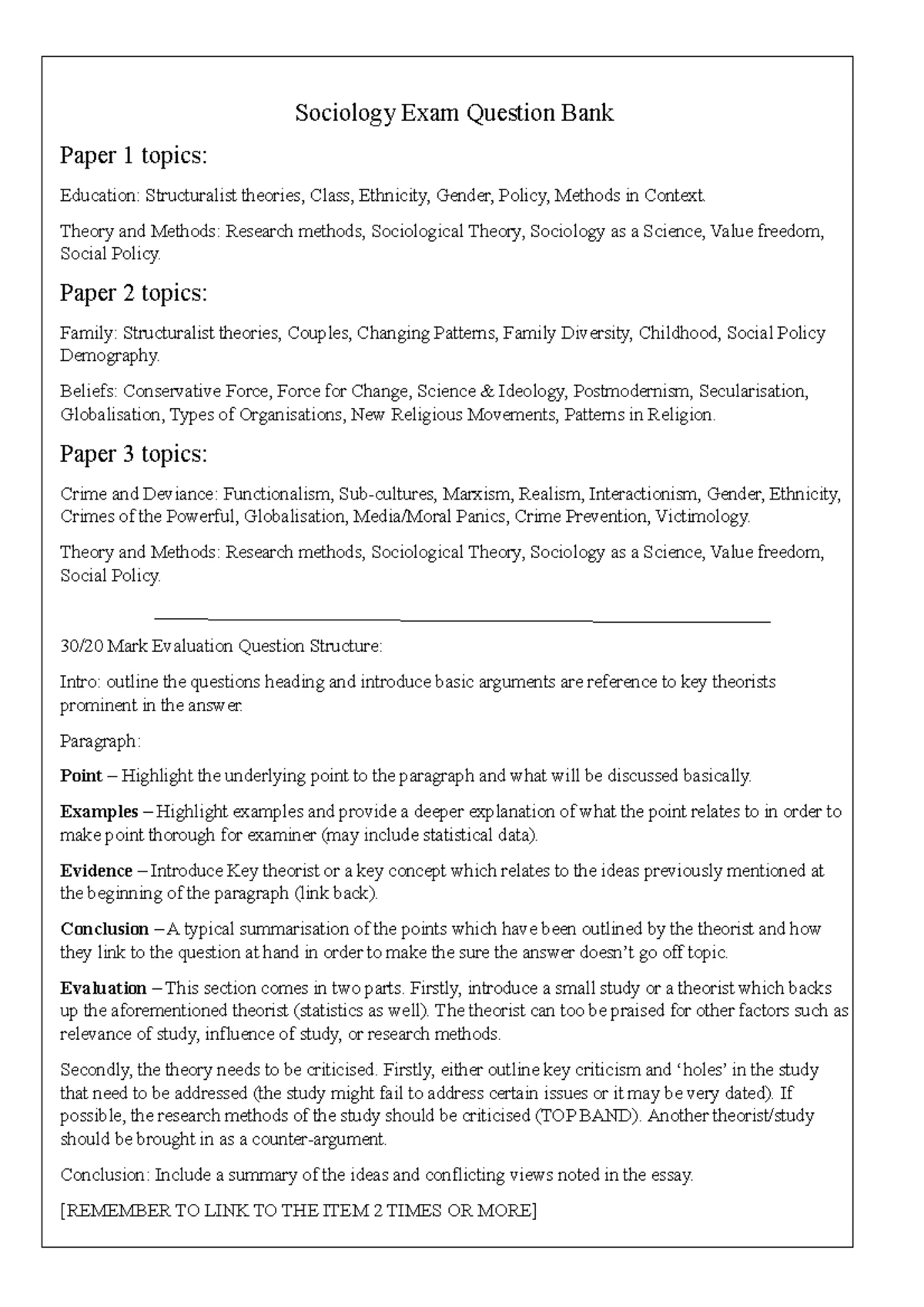 Sociology Exam Questions and Answers - Sociology Exam Question Bank ...