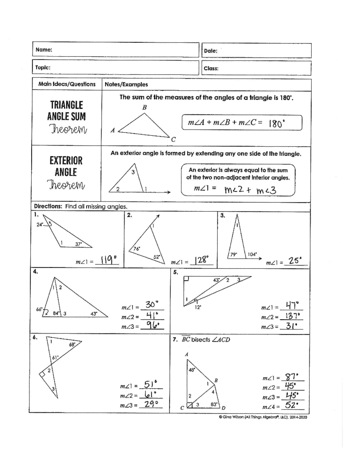4-2+Angles+of+Triangles+notes+key - Name: Date: Topic: Class: Main The ...
