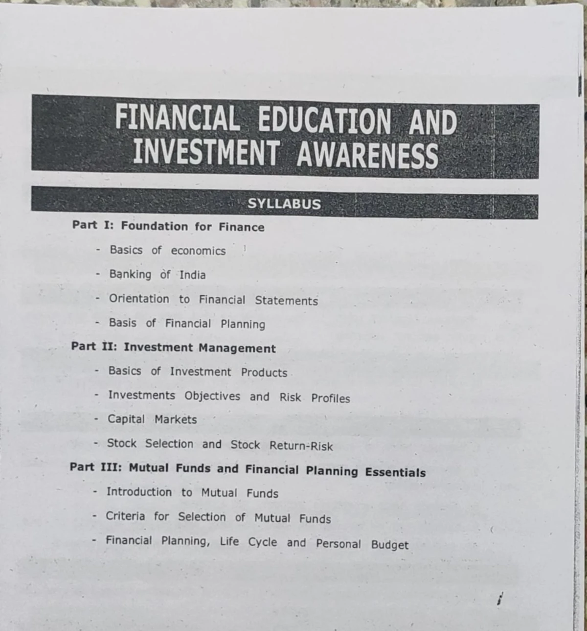 FEIA Study Material - KARNATAKA STATE HIGHER EDUCATION COUNCIL Financial Education and ...