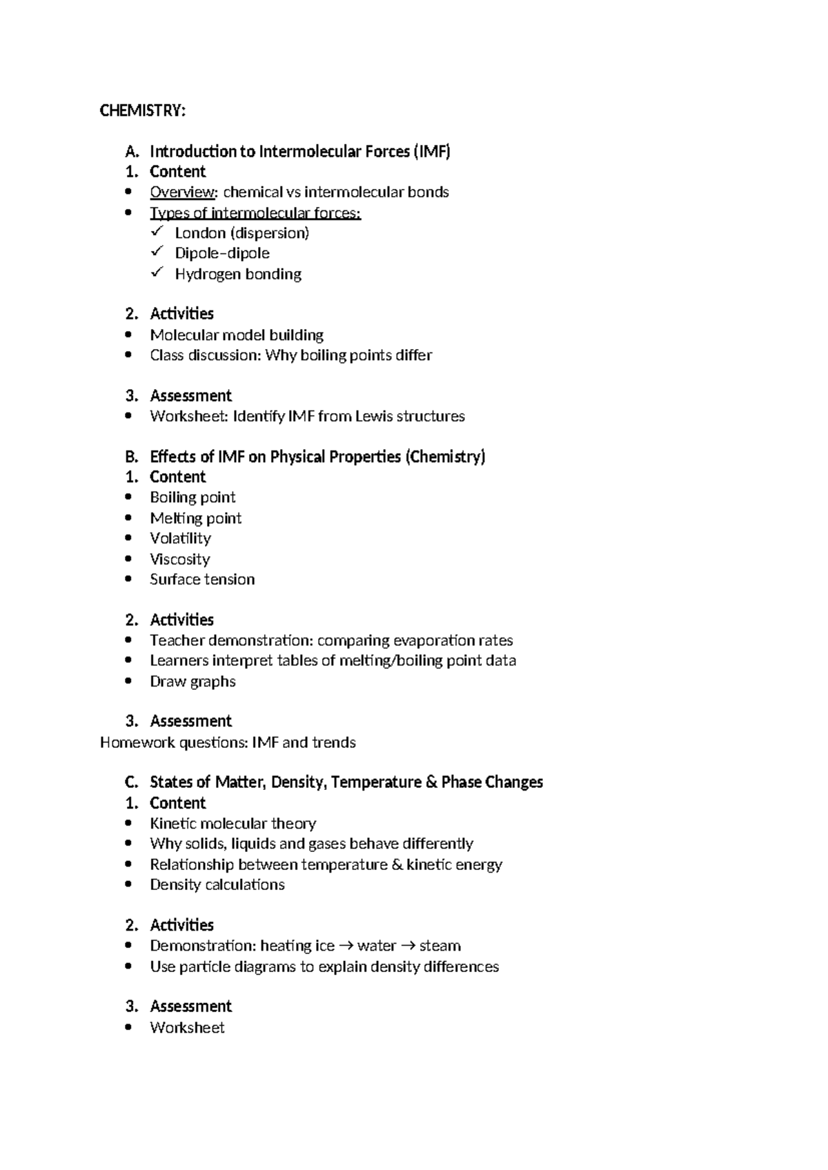 CHEM 101: Intermolecular Forces & States of Matter Overview - Studocu