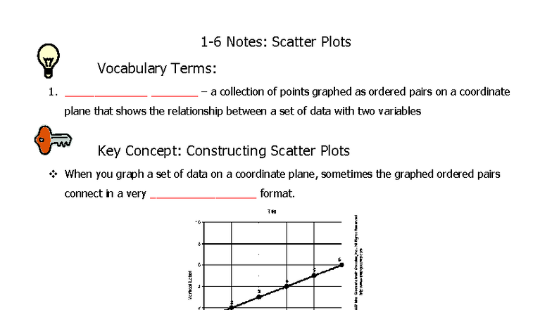 Scatter Plots Vocabulary & Construction Notes (1-6) - Studocu