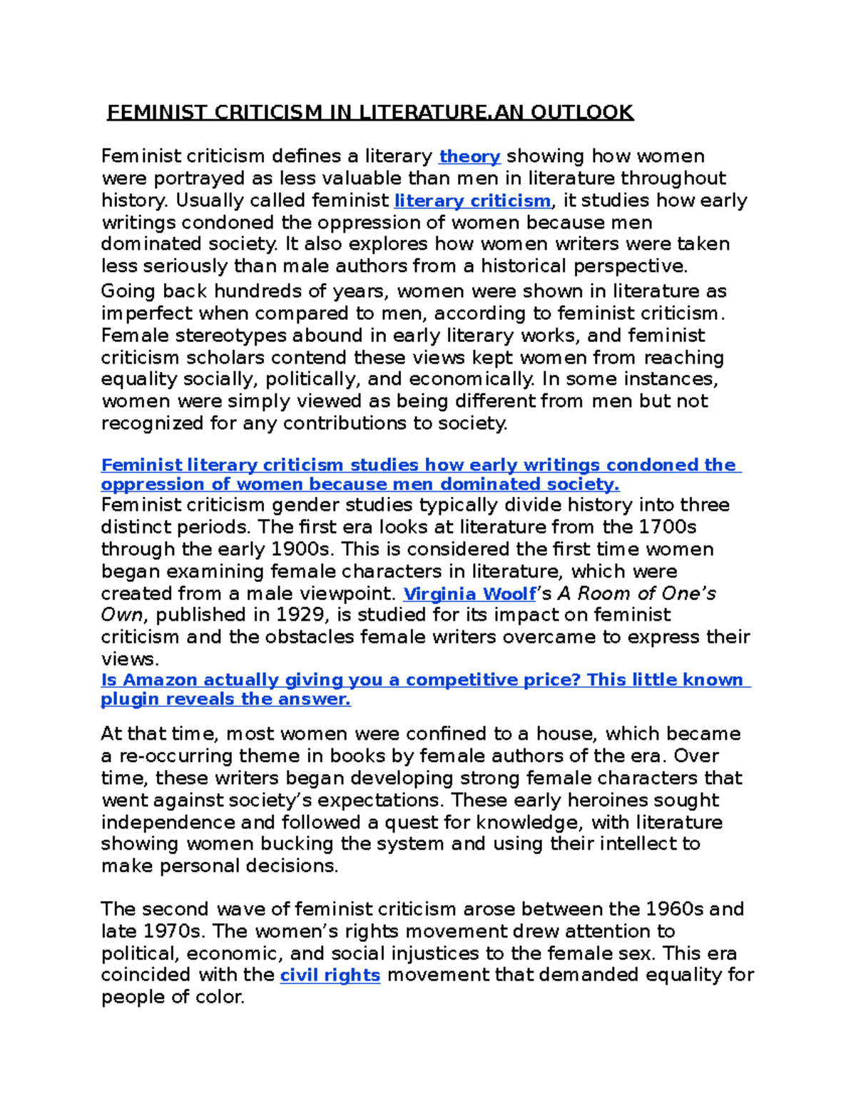 Feminist Criticism IN Literature - FEMINIST CRITICISM IN LITERATURE,AN ...
