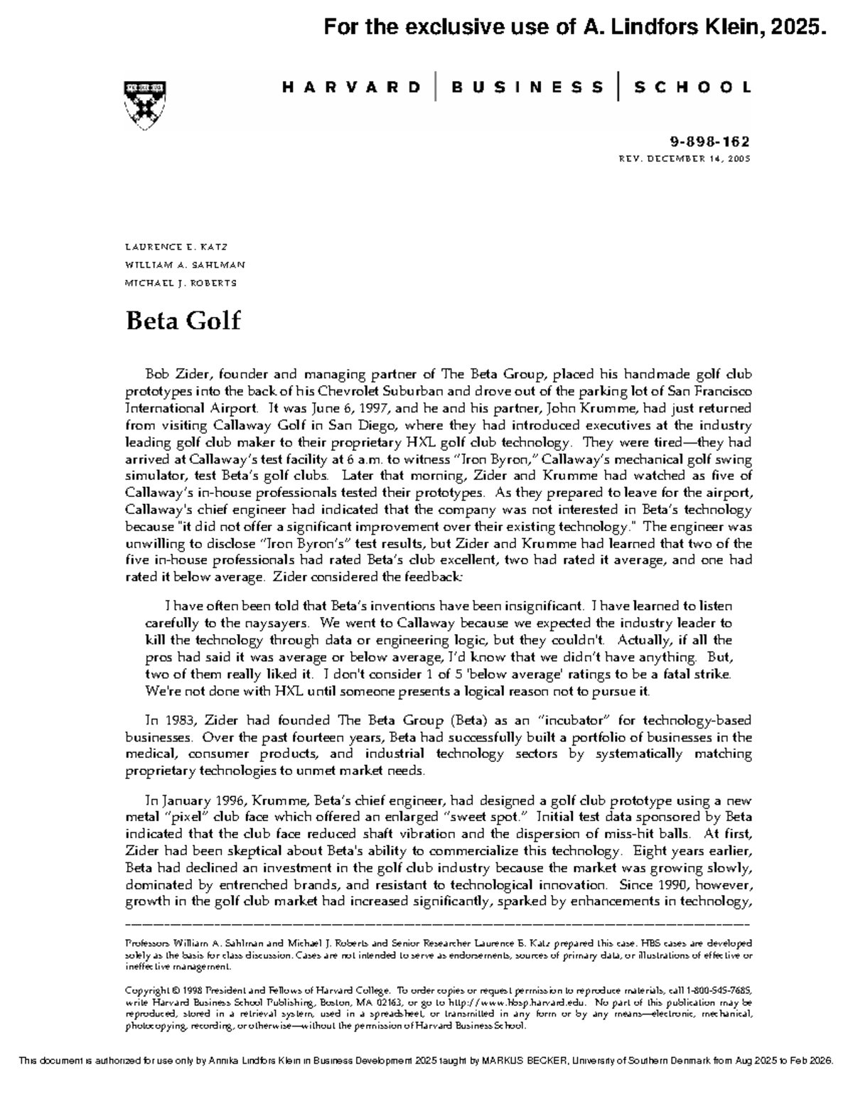 Beta Golf Case Study: HXL Technology and Market Strategies (BUS DEV ...