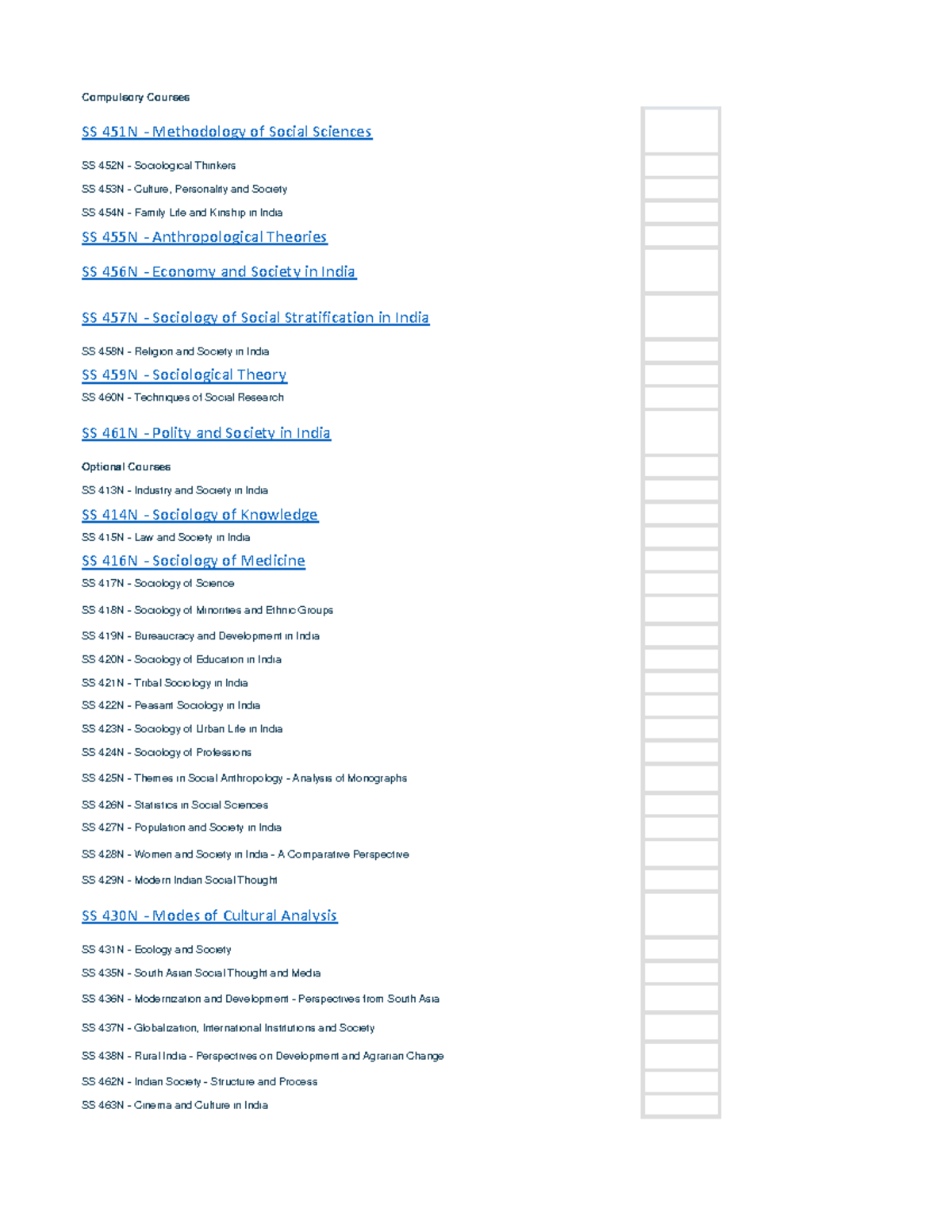 Curriculum Overview for MA Sociology Courses SS 451N-SS 463N - Studocu