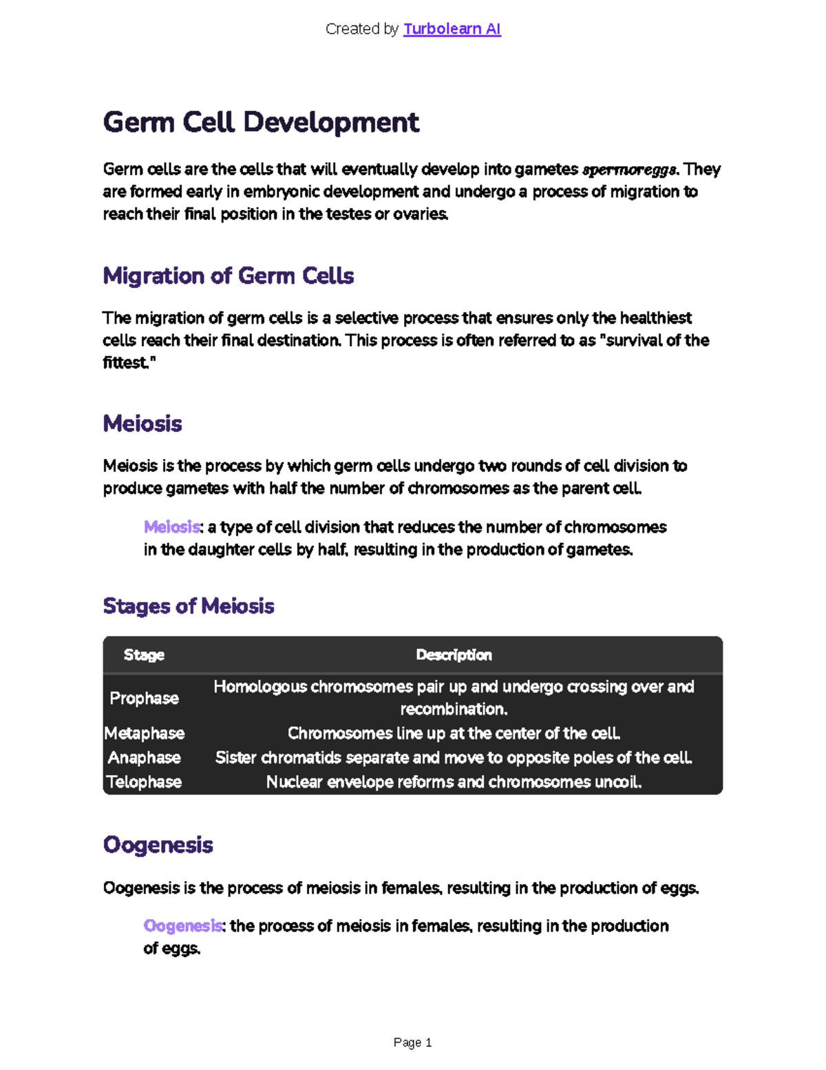 CB- Germ cell development - Germ Cell Development Germ cells are the ...