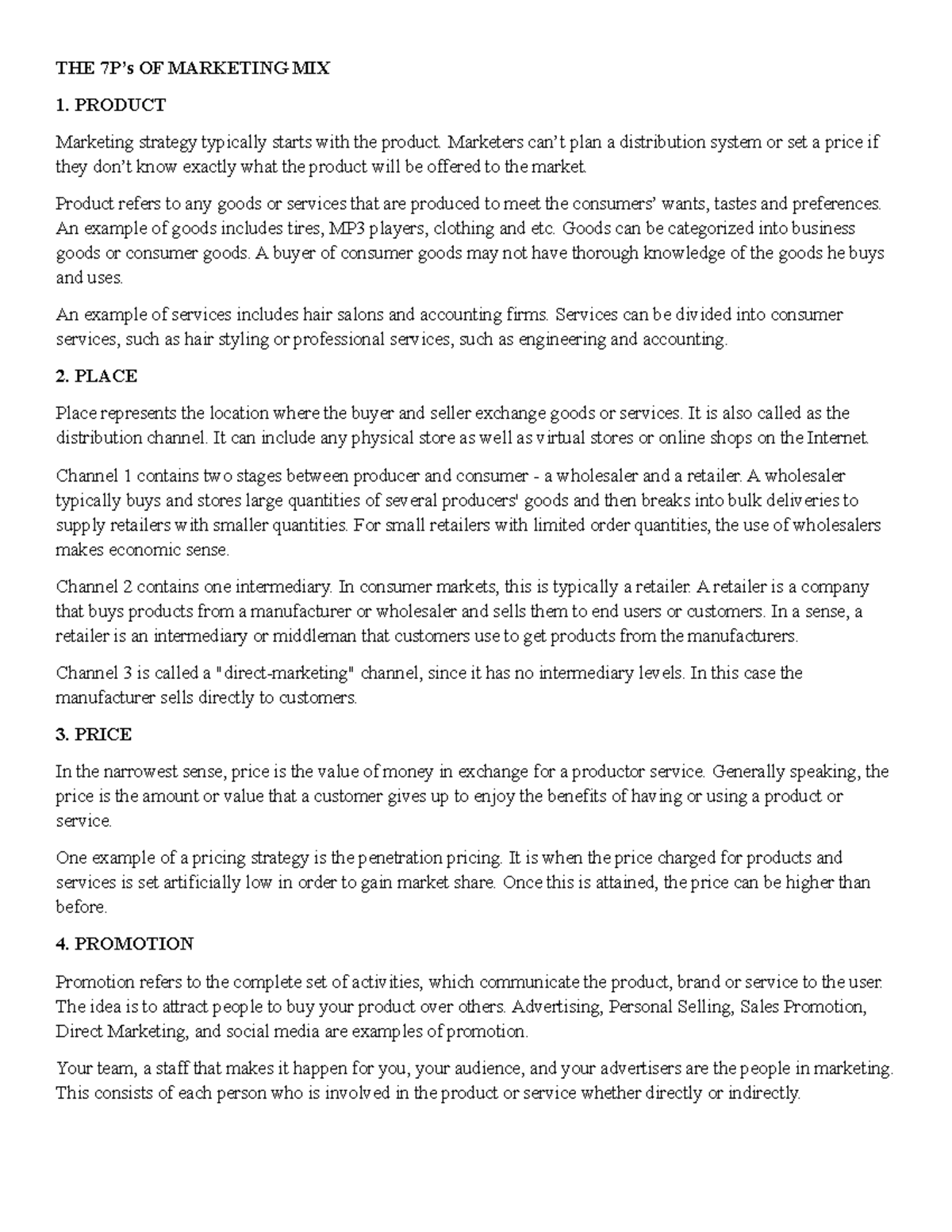 The 7Ps of Marketing Mix: Product, Place, Price, Promotion, People ...