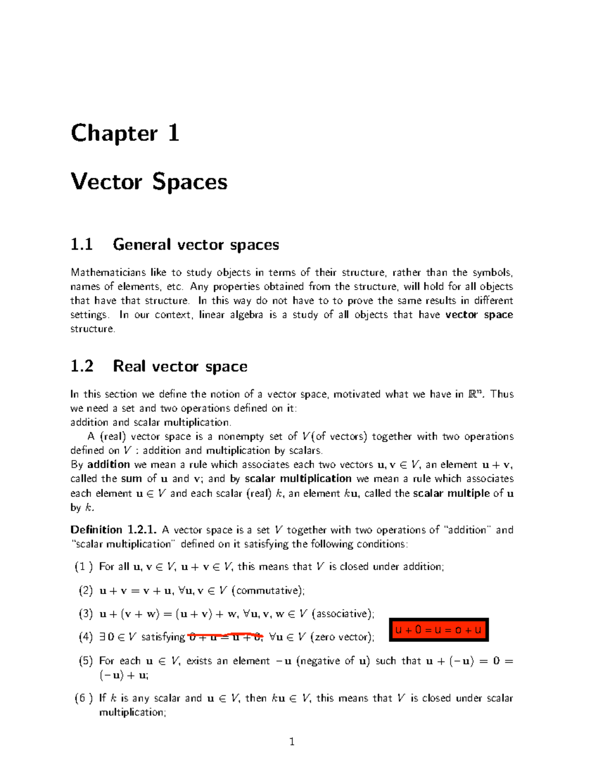 Linear Algebra Notes - Chapter 1: Vector Spaces Overview - Studocu