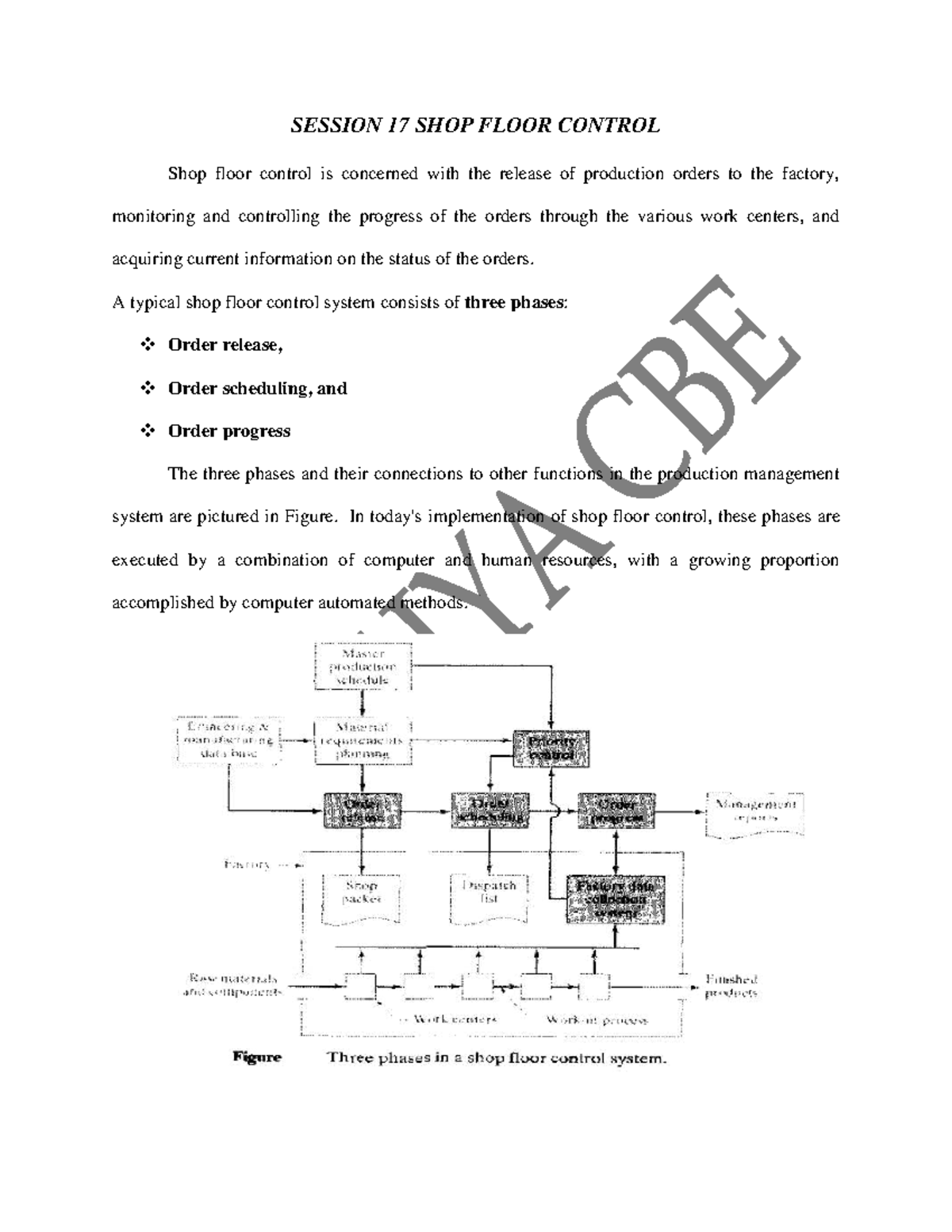 SESSION 17: Shop Floor Control Overview and Phases - Studocu