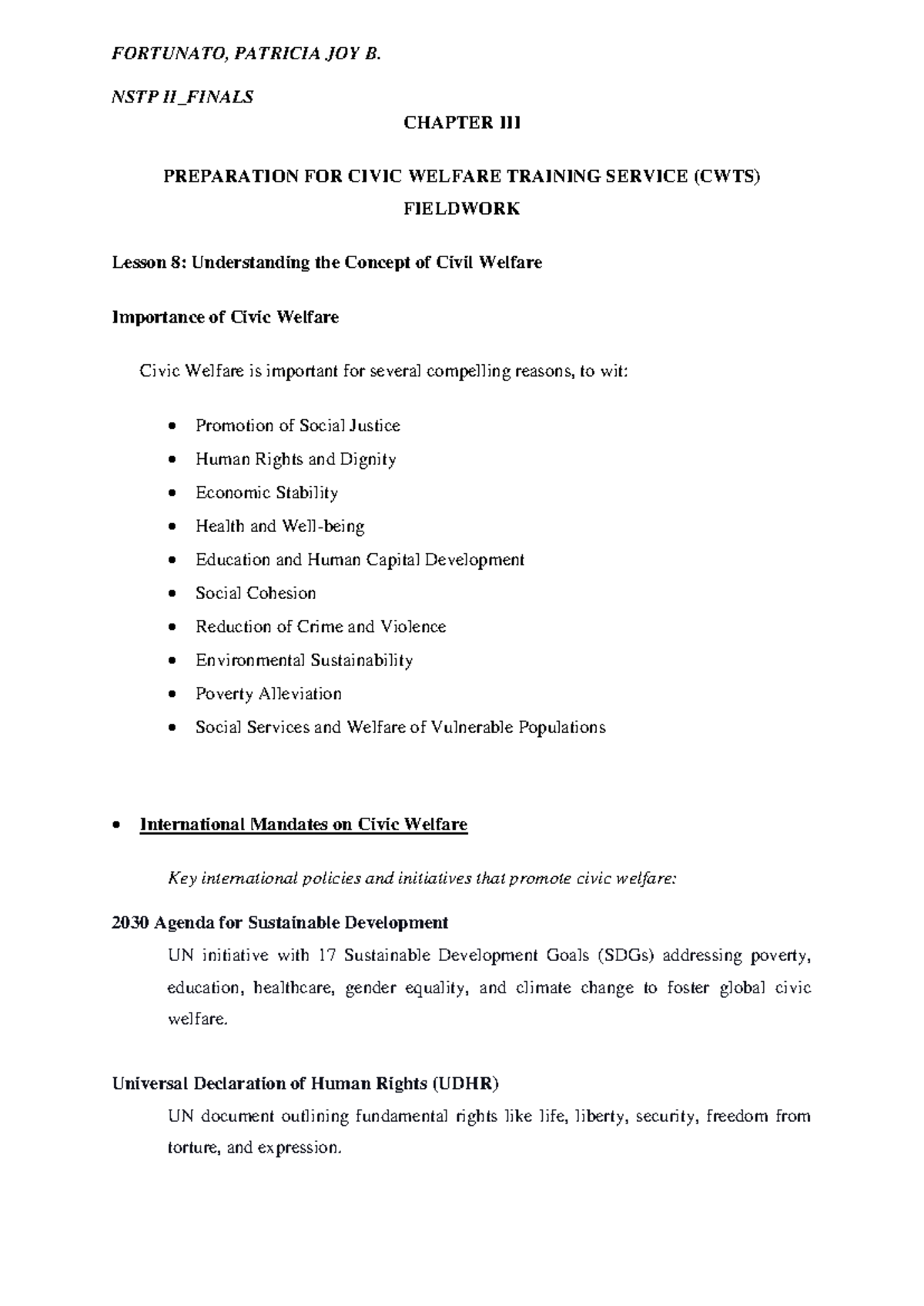 NSTP II_FINALS CHAPTER III: Civic Welfare Training Service Insights ...