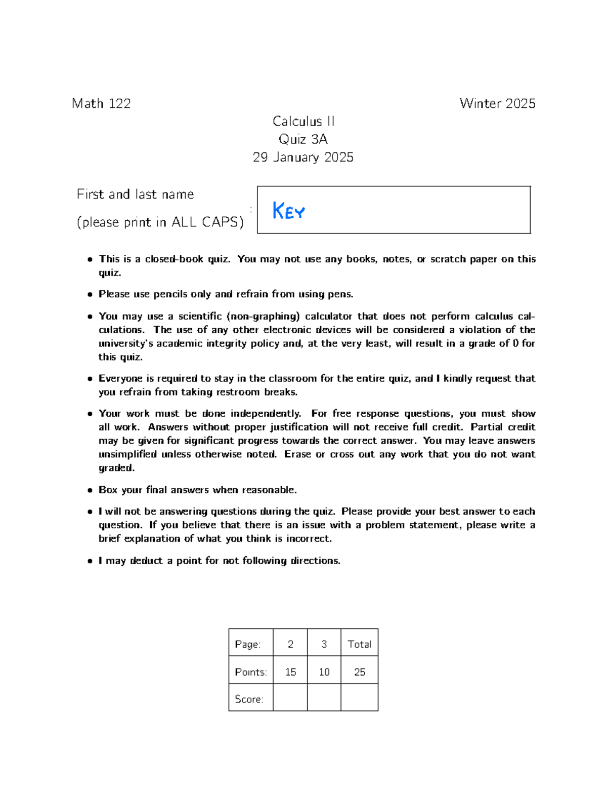 Math 122 Winter 2025 Quiz 3A & 3B Solutions - Studocu