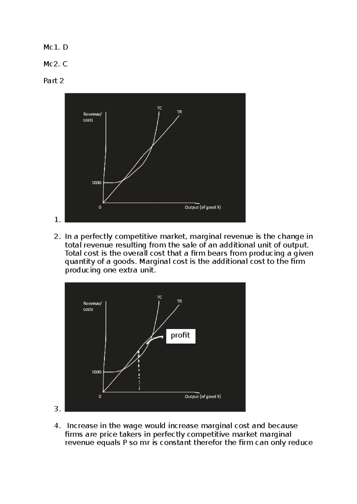 ECON130 tut exercise 5 - Mc1. D Mc2. C Part 2 1. 2. In a perfectly ...