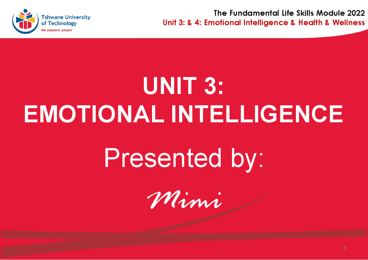 Unit 3: Emotional Intelligence Summary - Key Insights and Notes - Studocu