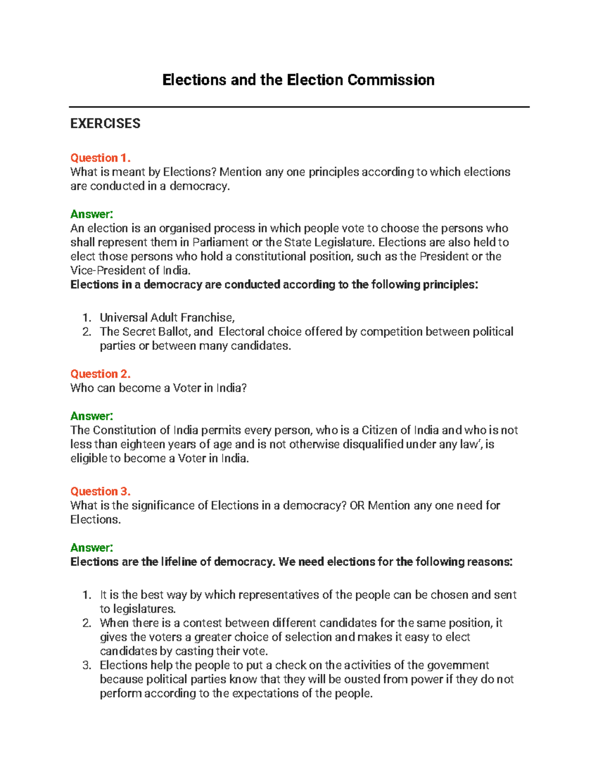 Elections and the Election Commission: Key Concepts and Principles ...