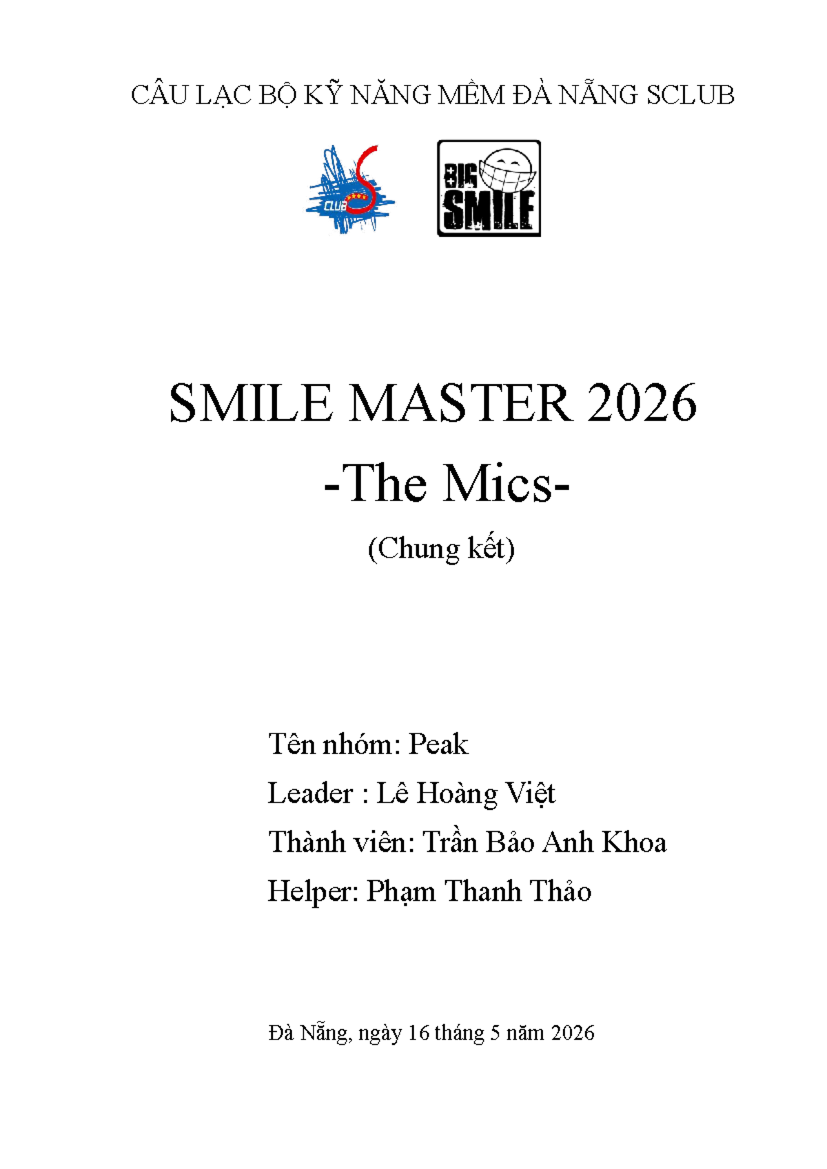 CÂU LẠC BỘ KỸ NĂNG MỀM ĐÀ NẴNG SCLUB SMILE MASTER 2026: Phân Tích Bức ...