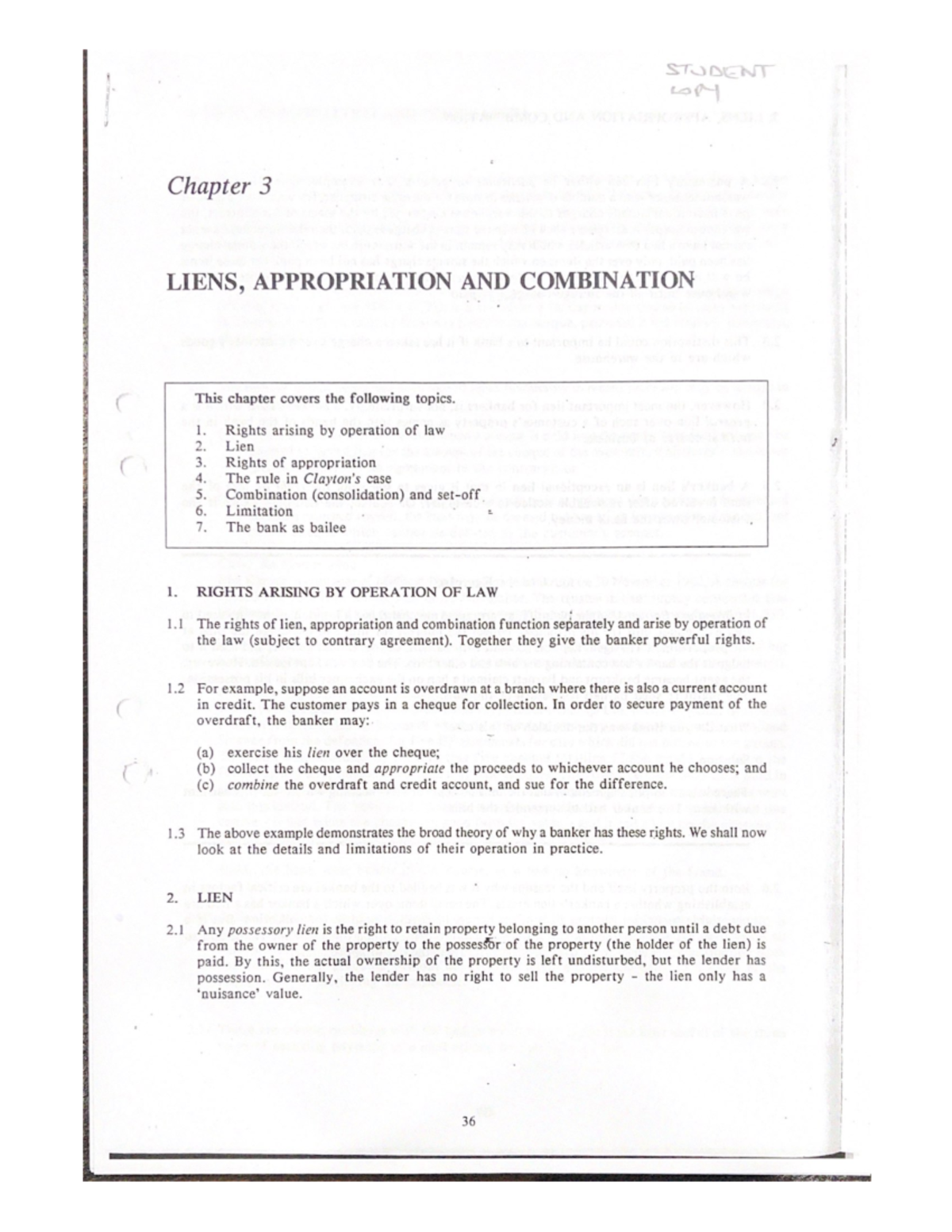 Chapter 3: Liens, Appropriation & Combination - Key Notes & Concepts ...