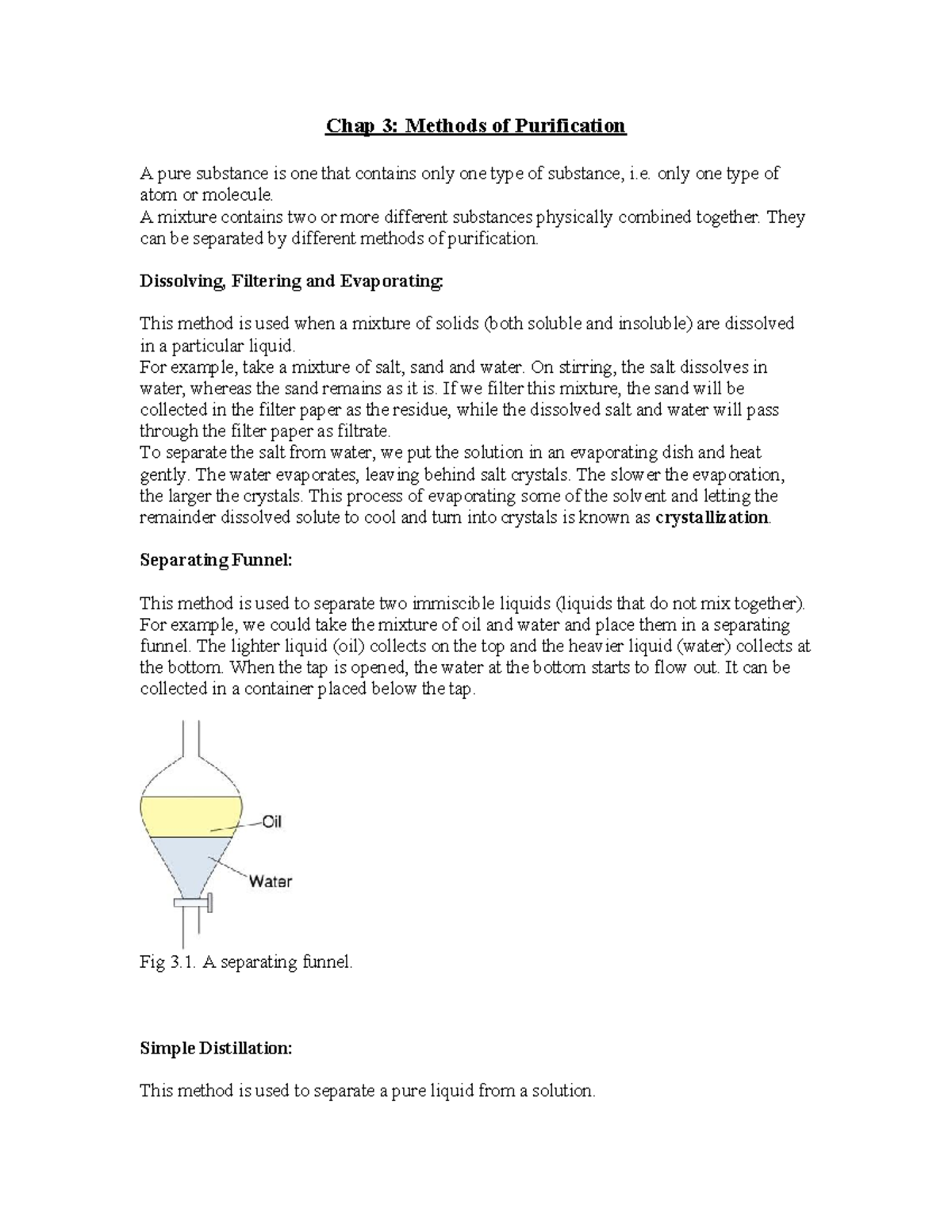 Chemistry 101: Chapter 3 - Methods of Purification Techniques - Studocu
