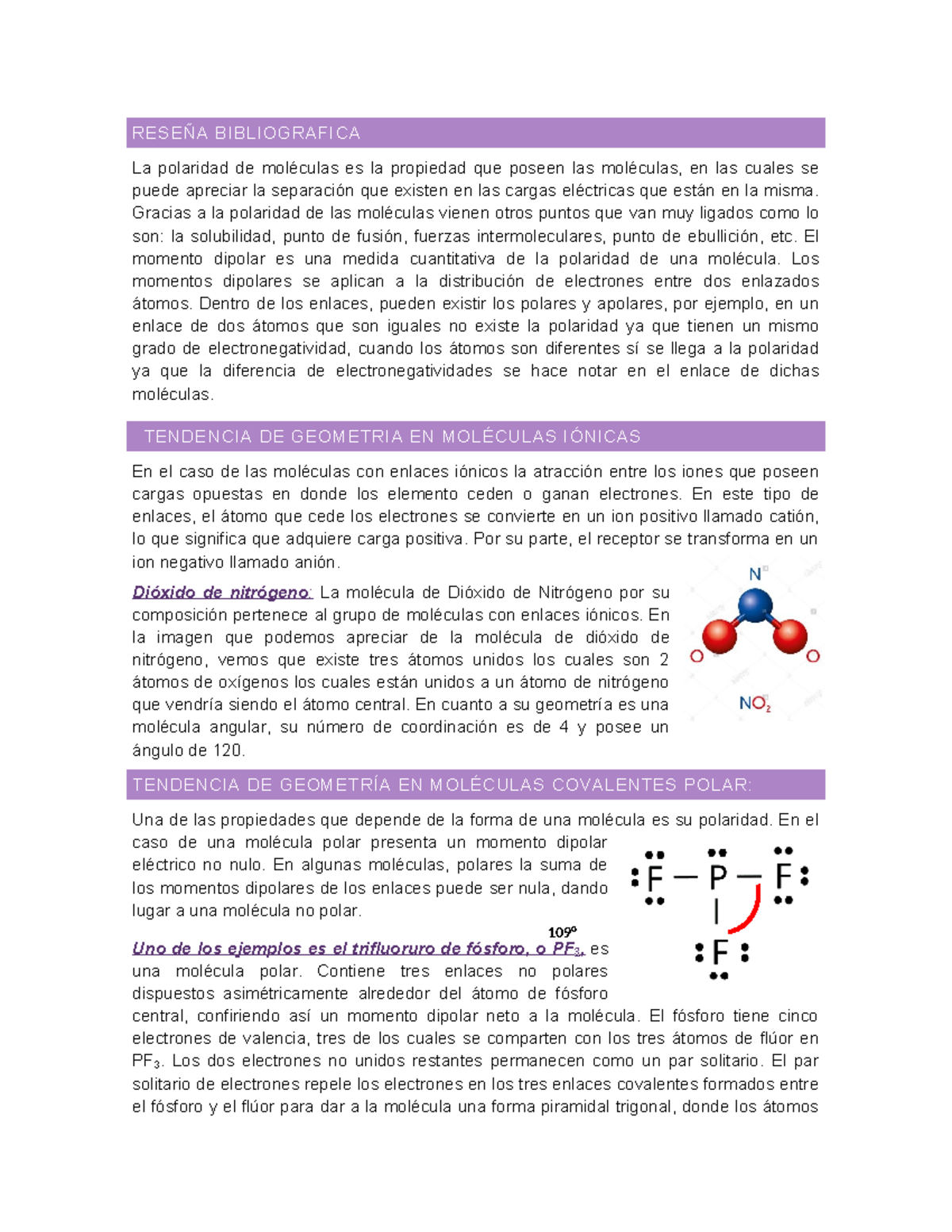 Actividad Grupal de Química: Polaridad y Geometría Molecular - Studocu