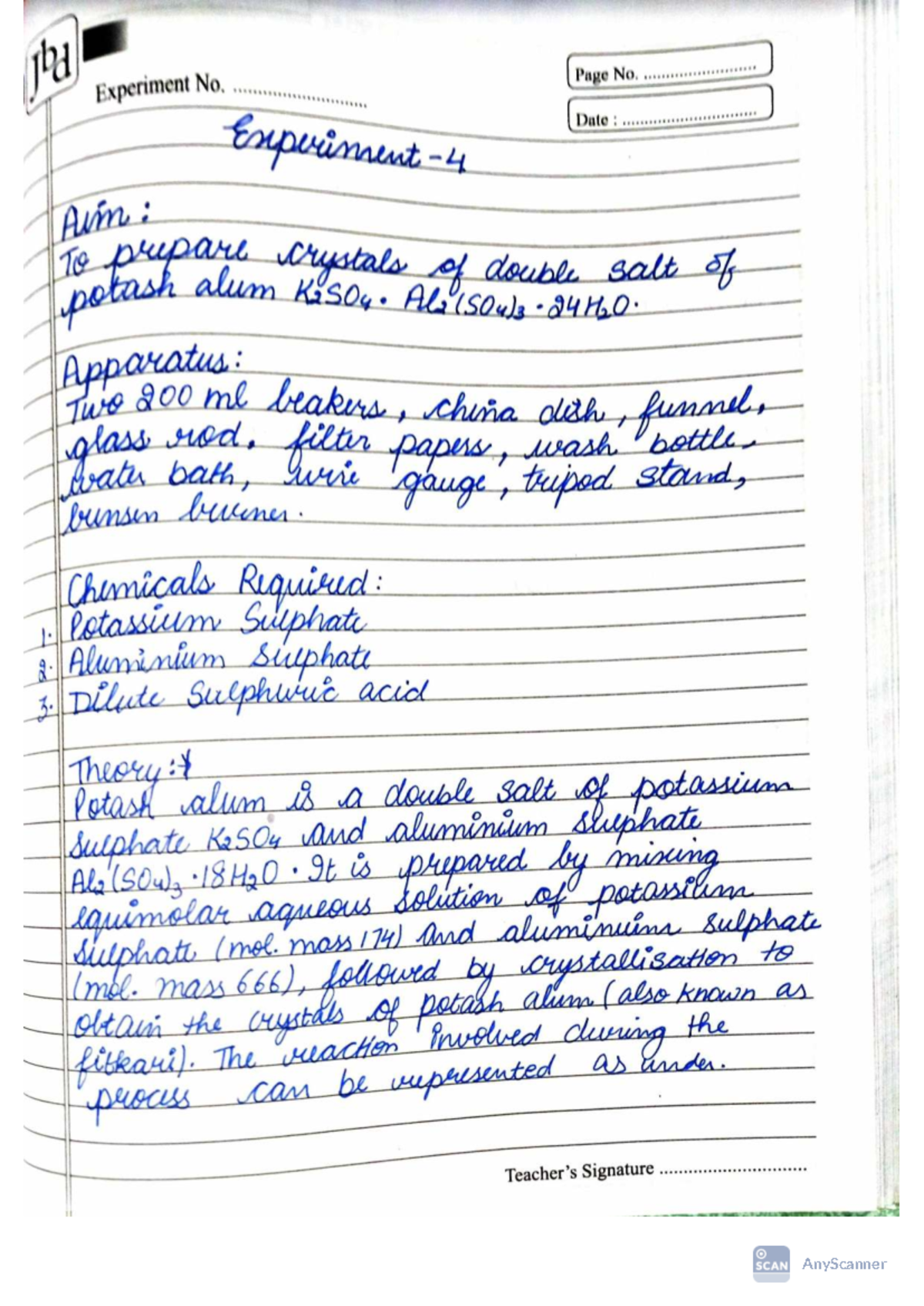 Potash Alum and Potassium Ferric Oxalate Crystallization Lab Manual ...