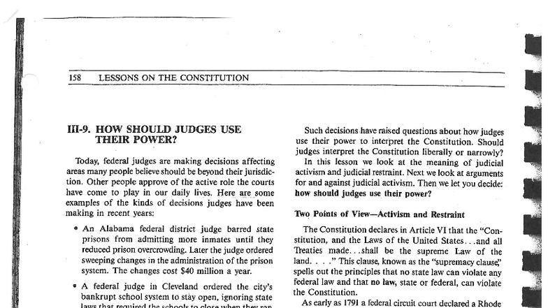 158 LESSON: HOW SHOULD JUDGES USE THEIR POWER? - Studocu