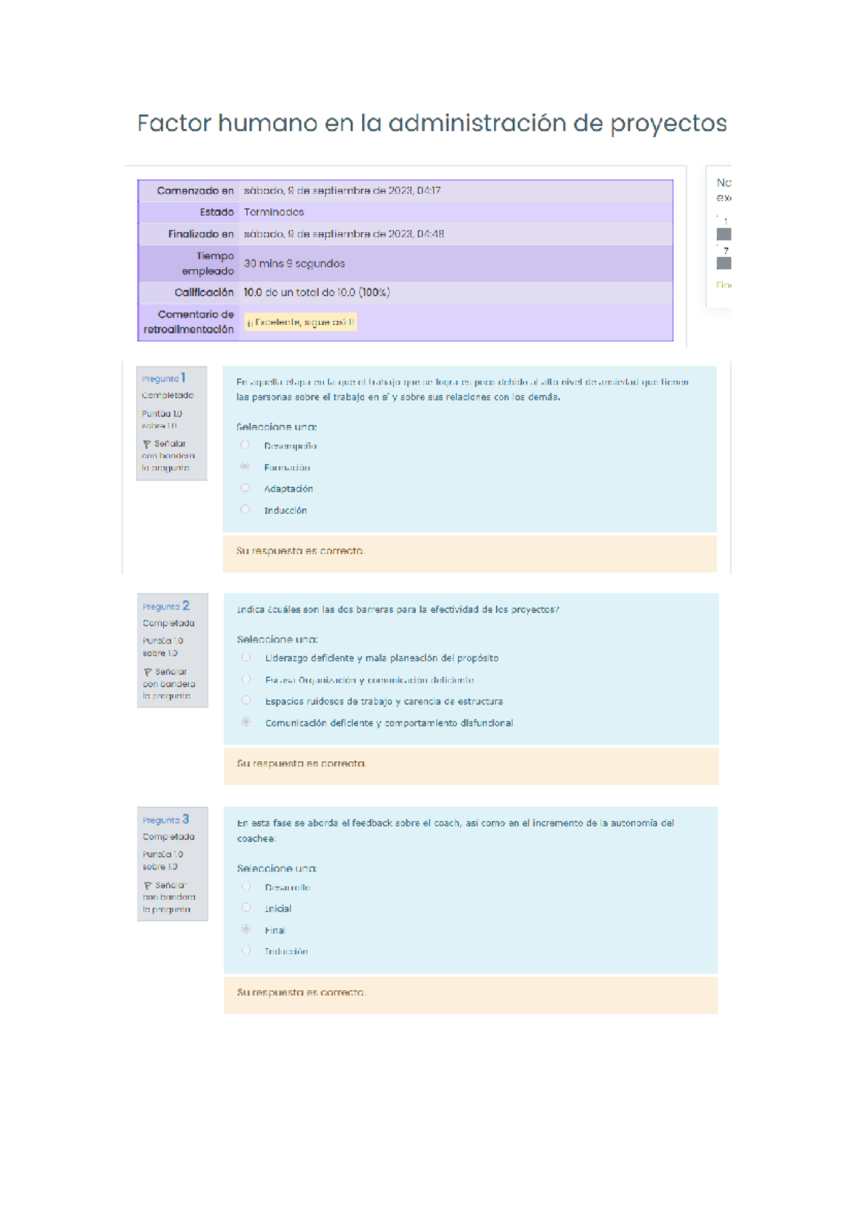 Examen Semana 2: Factores Humanos en la Administración de Proyectos - Studocu