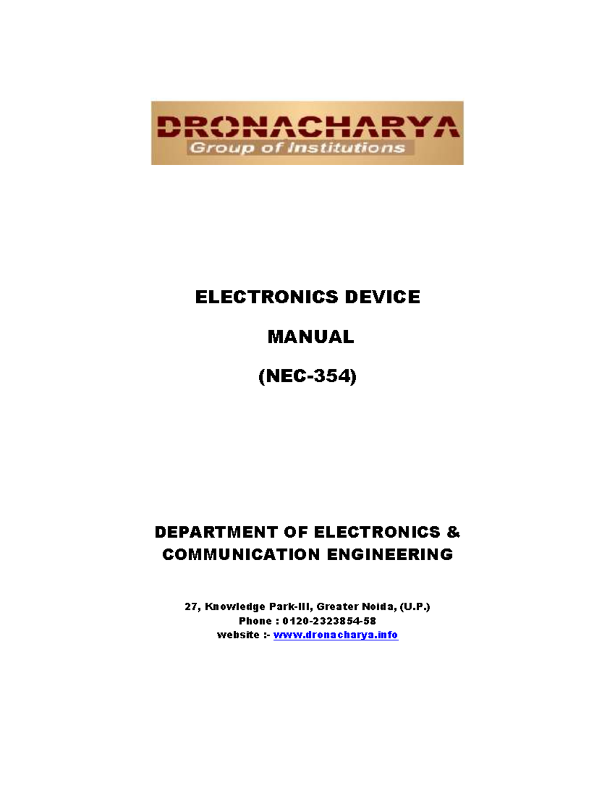 Electronics Devices Manual - ECE 101 Lab Experiments Guide - Studocu