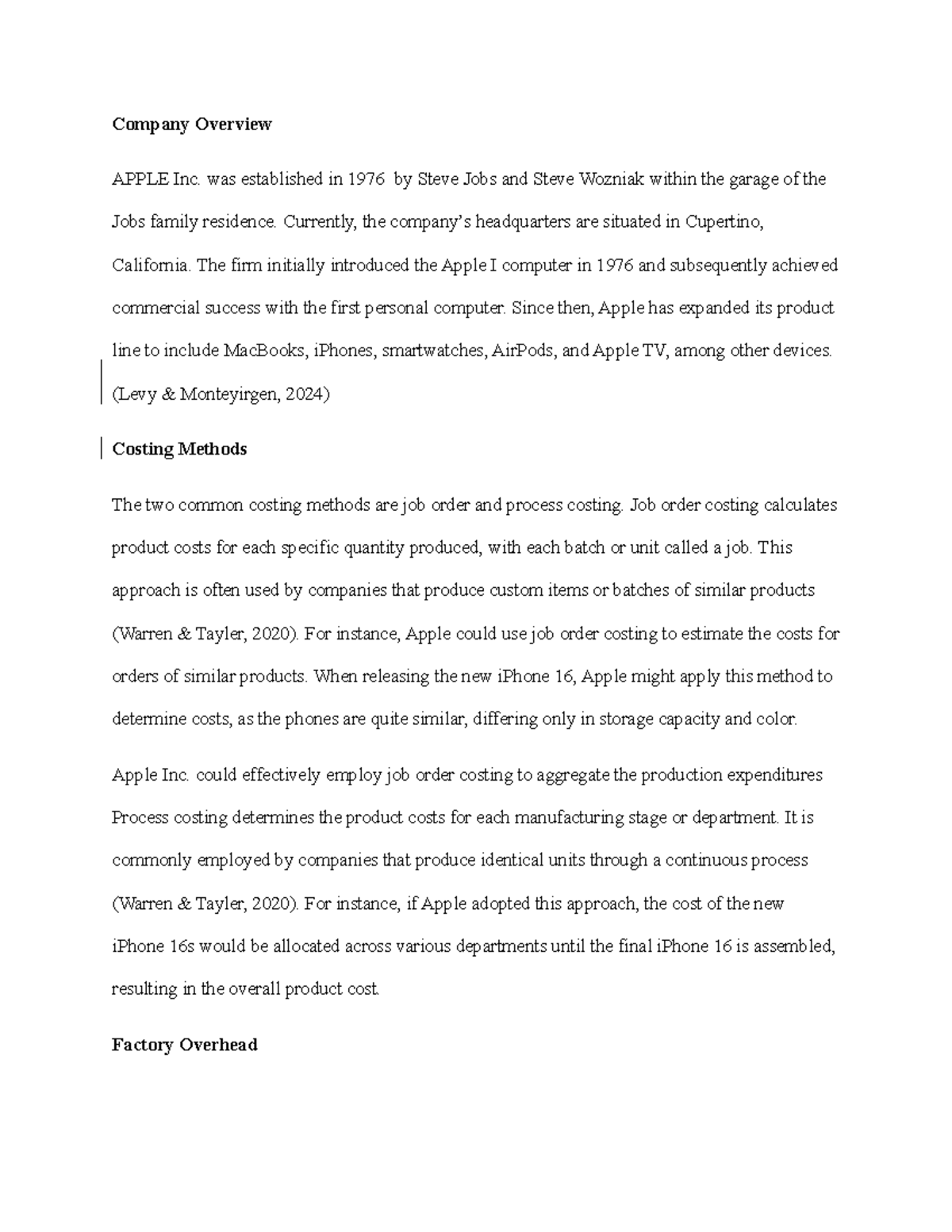 ACC-202 Module 3: Costing Methods & Strategies for Apple Inc. - Studocu