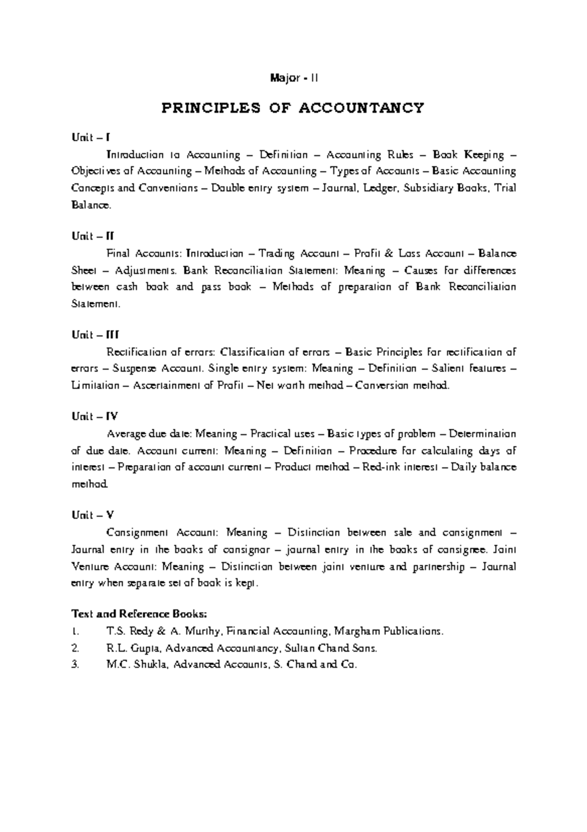 Major II Principles of Accountancy: Comprehensive Unit Overview - Studocu