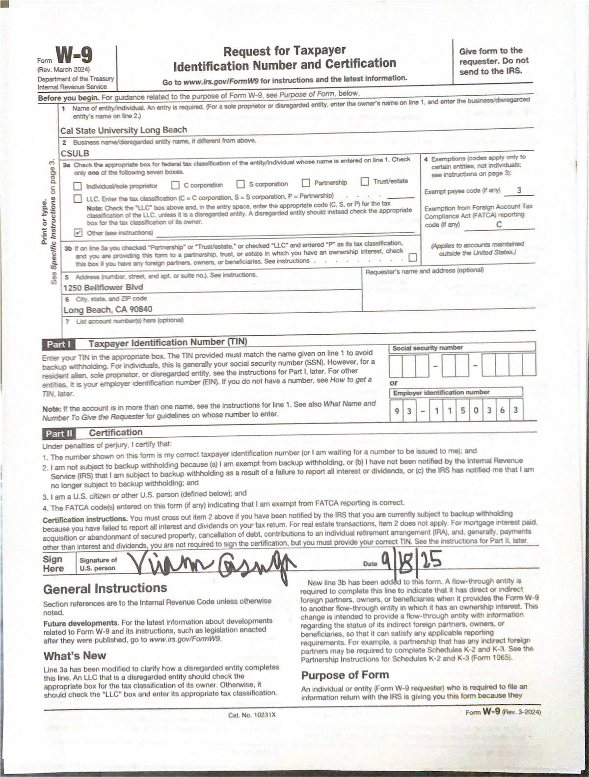Request for Taxpayer Identification Number and Certification Form (Rev ...