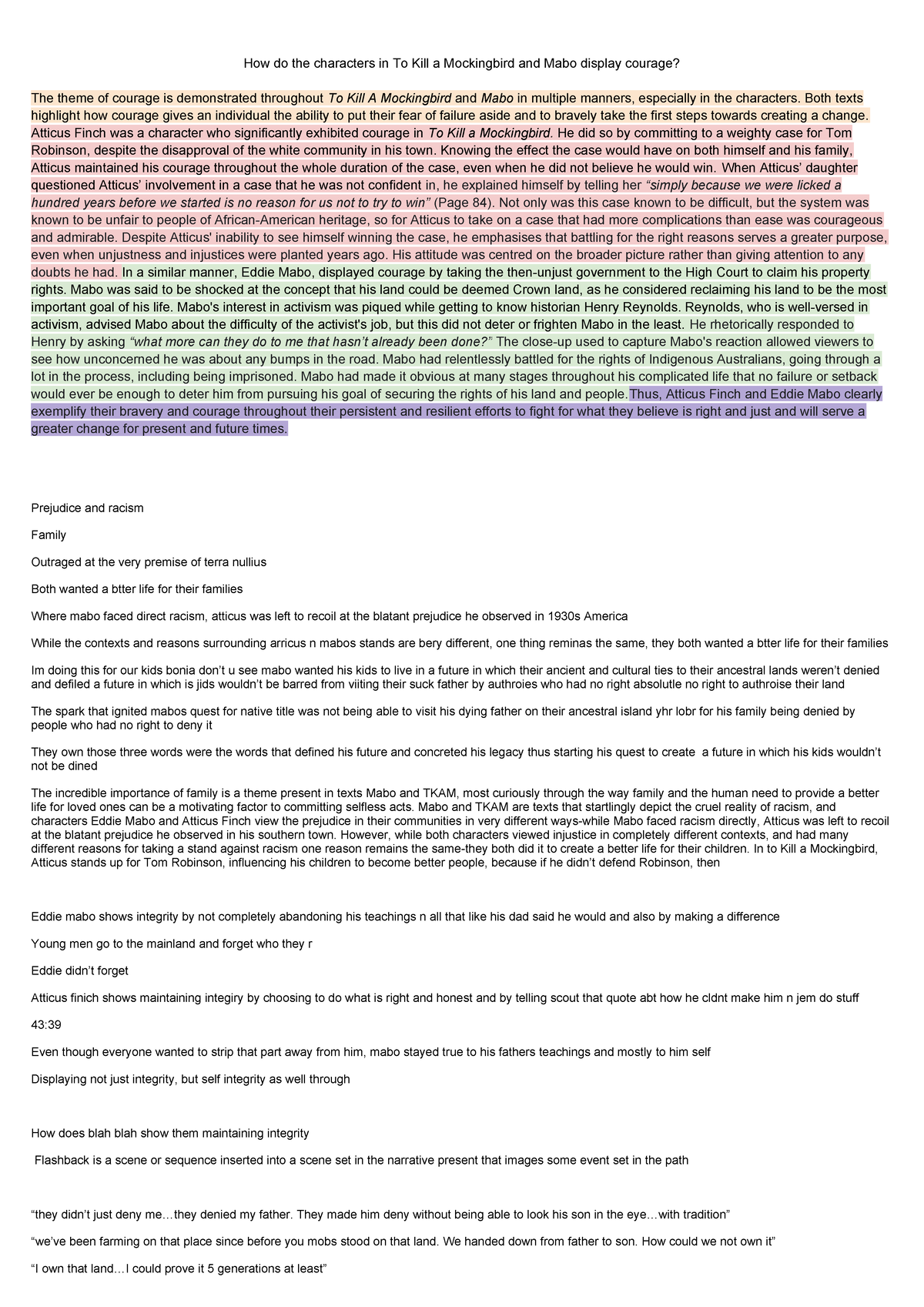 ENG 101 - Comparative Essay on Courage in To Kill a Mockingbird & Mabo ...