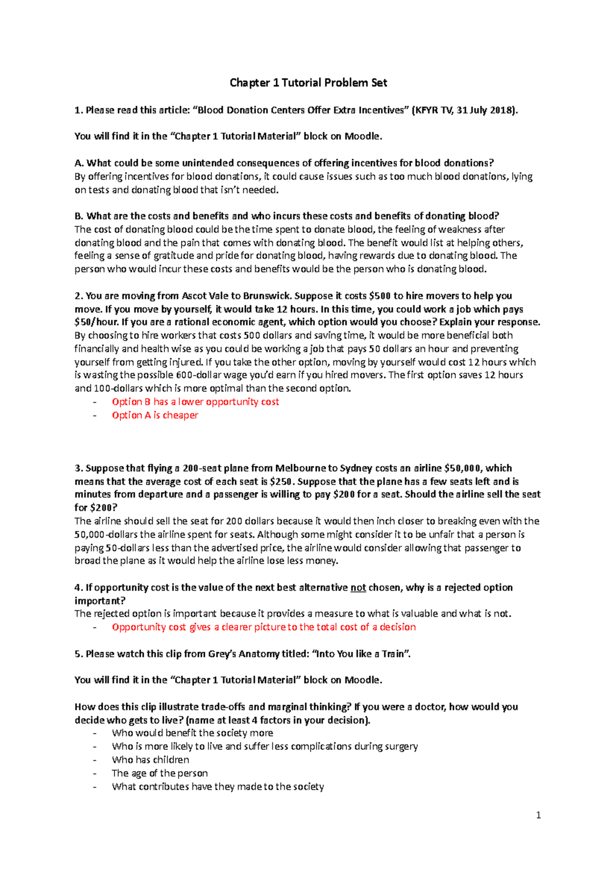 Chapter 1 Tutorial Problem Set Questions - Chapter 1 Tutorial Problem Set Please read this ...