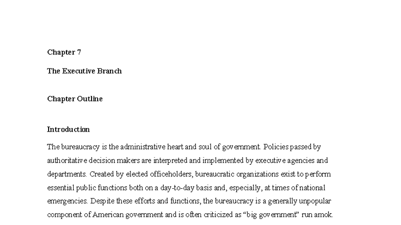Executive Branch Overview: Bureaucracy, Control & Reforms (POL 101 ...
