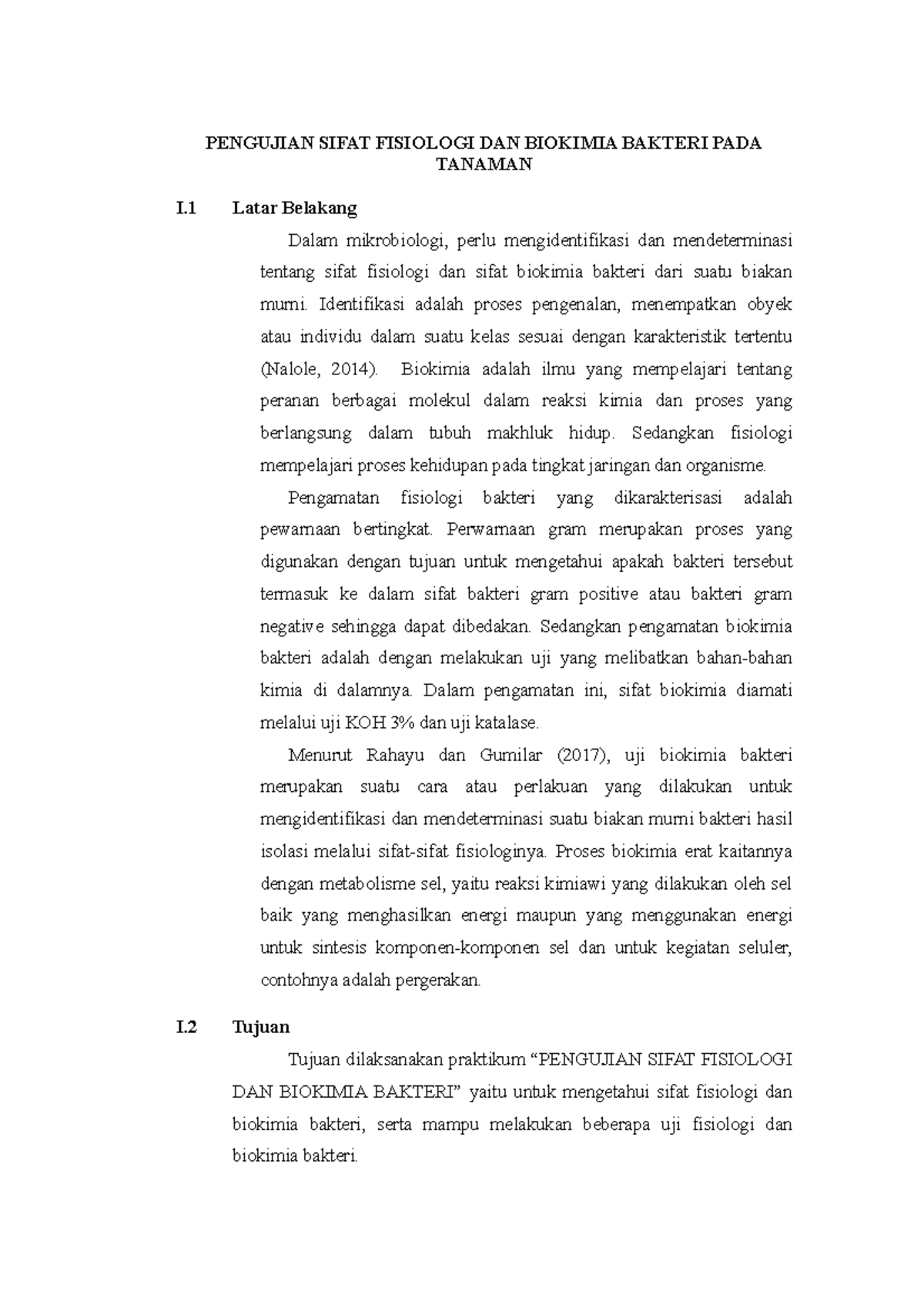 Praktikum Biologi: Pengujian Fisiologi dan Biokimia Bakteri pada ...