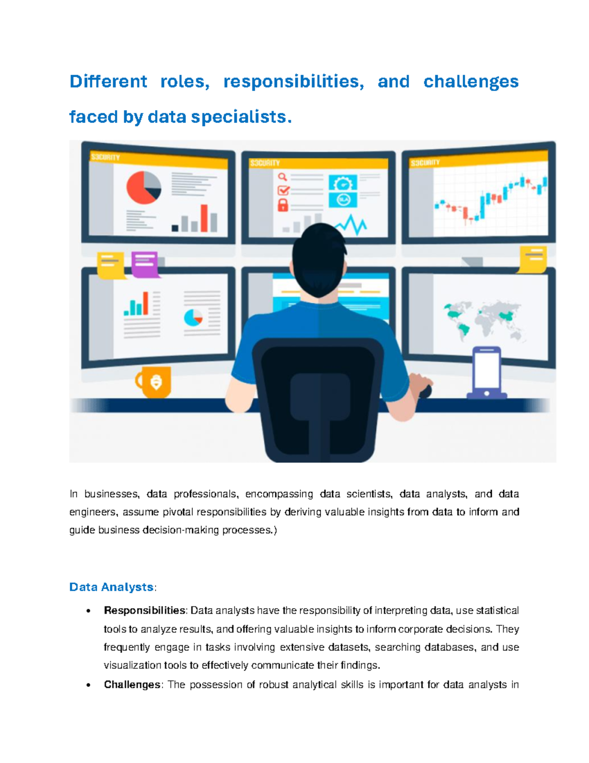 Different roles - Introduction about Big Data, Networking ...