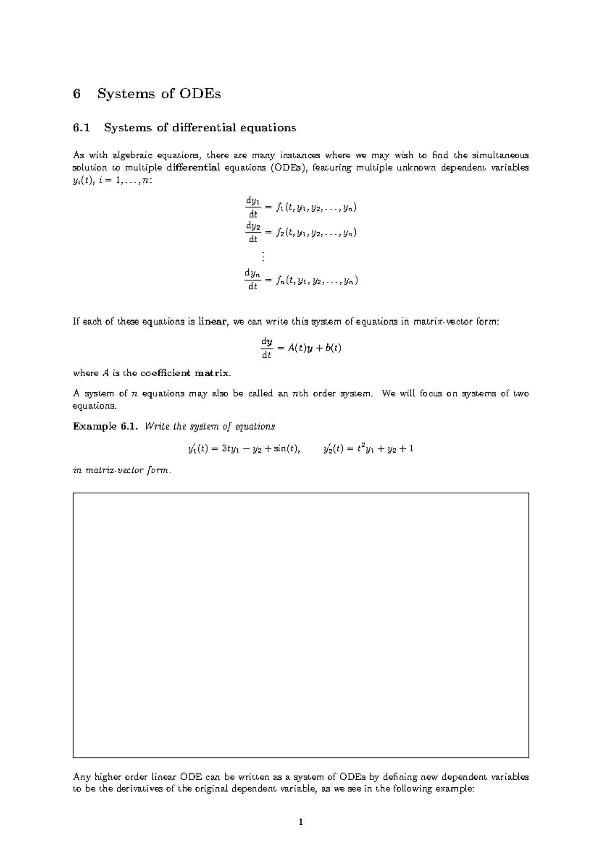 6 ODE Systems: Solutions, Eigenvalues, and MATLAB Applications - Studocu