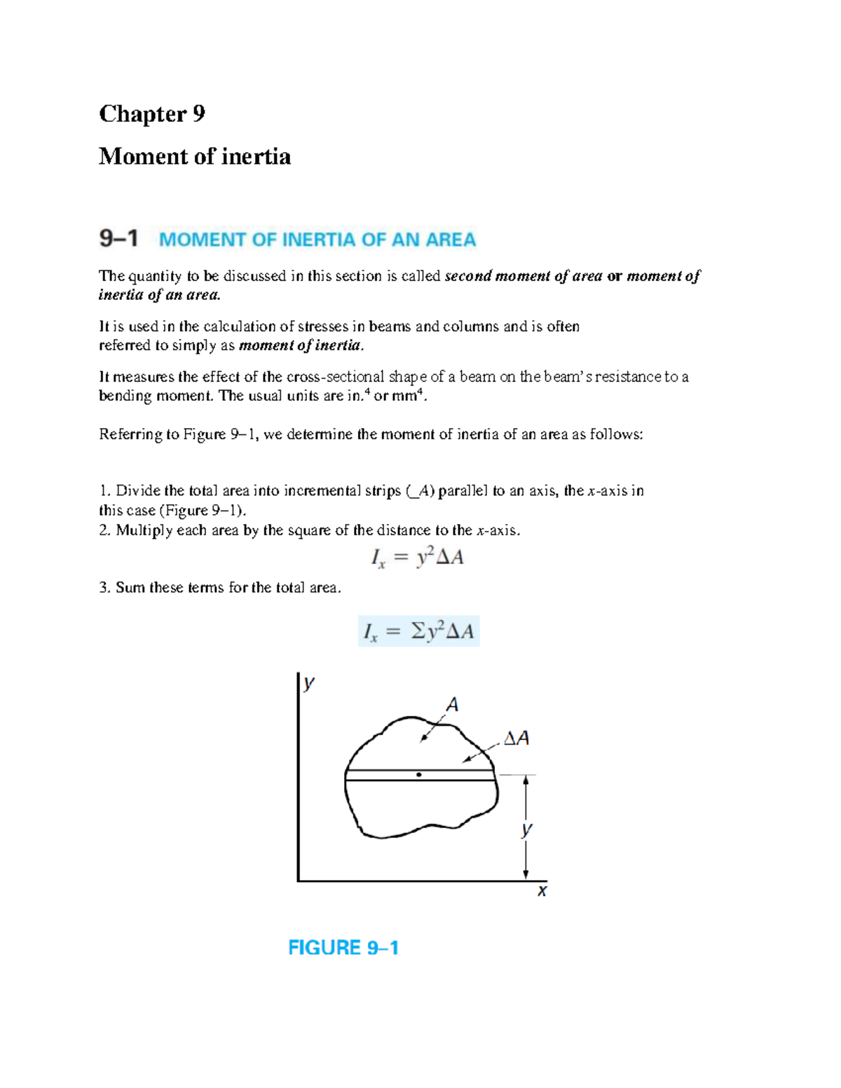 2025@Chapter 9 Moment of Inertia: Understanding Area Resistance - Studocu