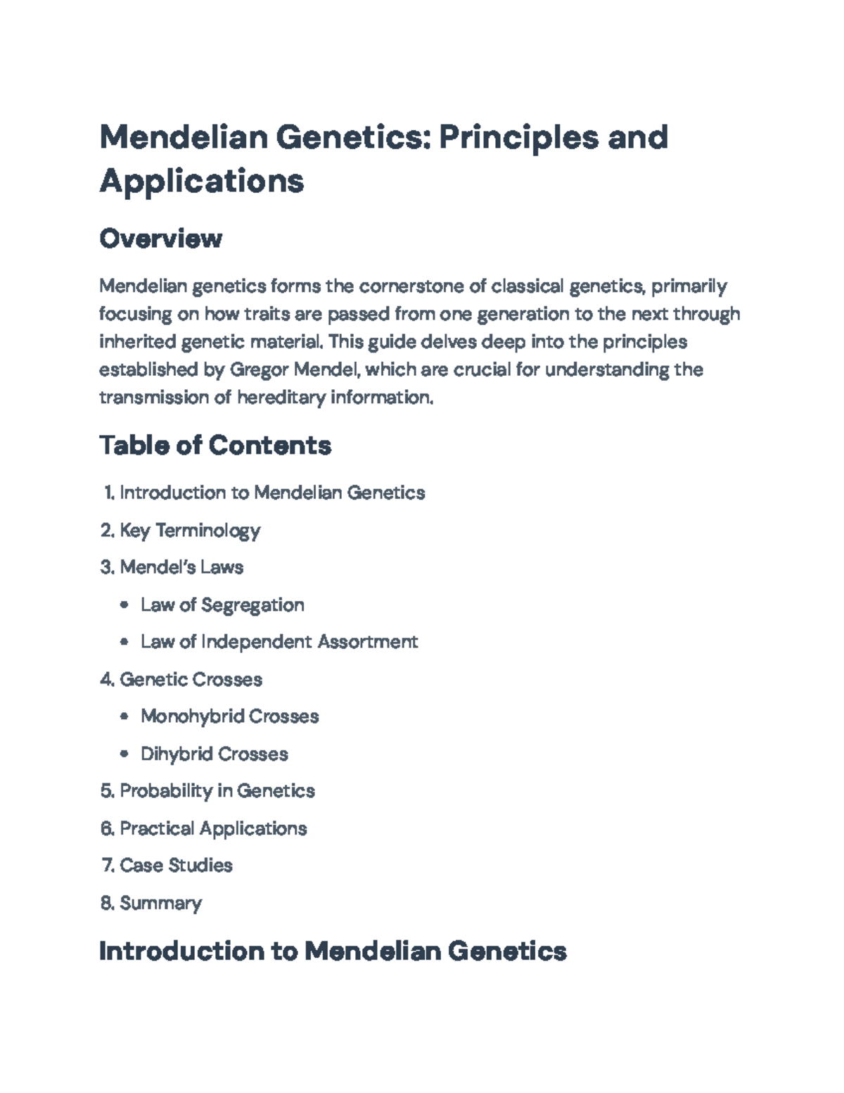 Mendelian Genetics: Key Principles and Applications in Biology ...