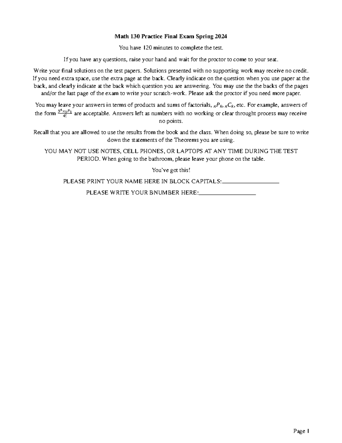 Math 130 Final Practice Exam Spring 2024: Key Concepts & Problems - Studocu