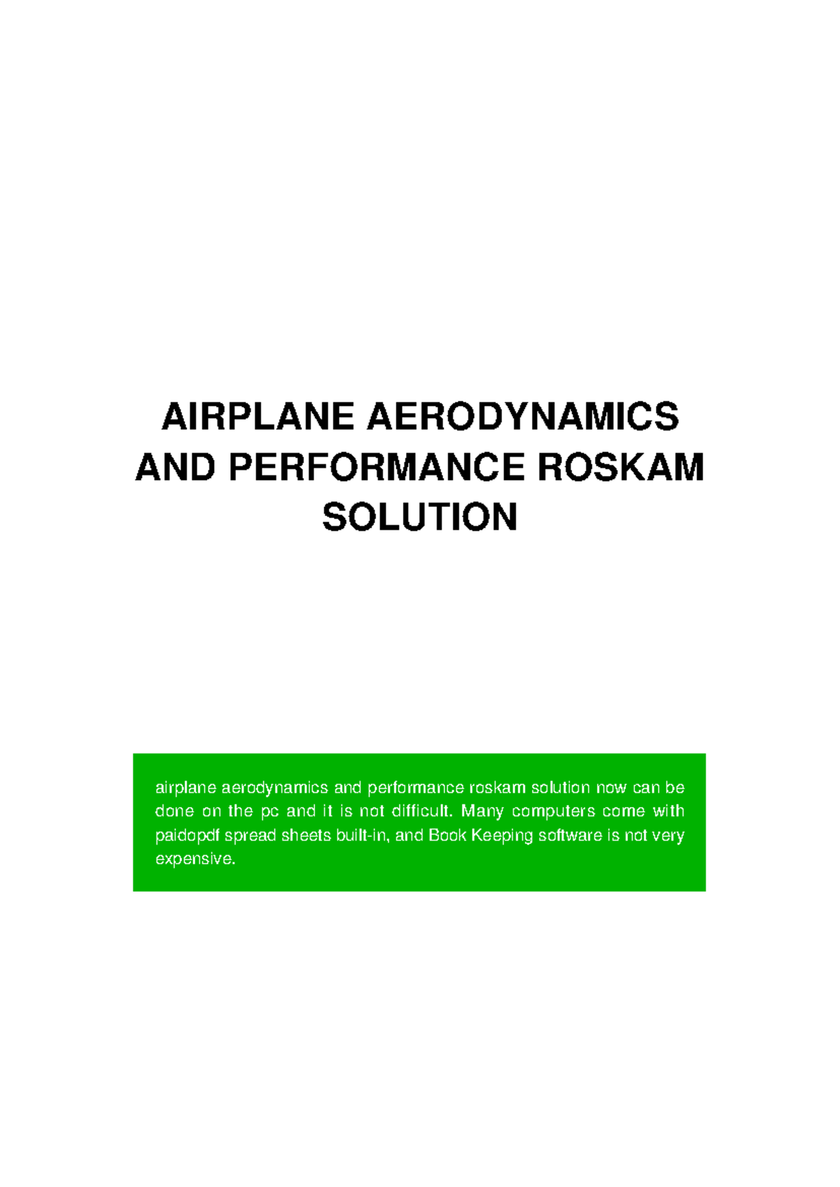 Airplane Aerodynamics and Performance Roskam Solution Guide - Studocu