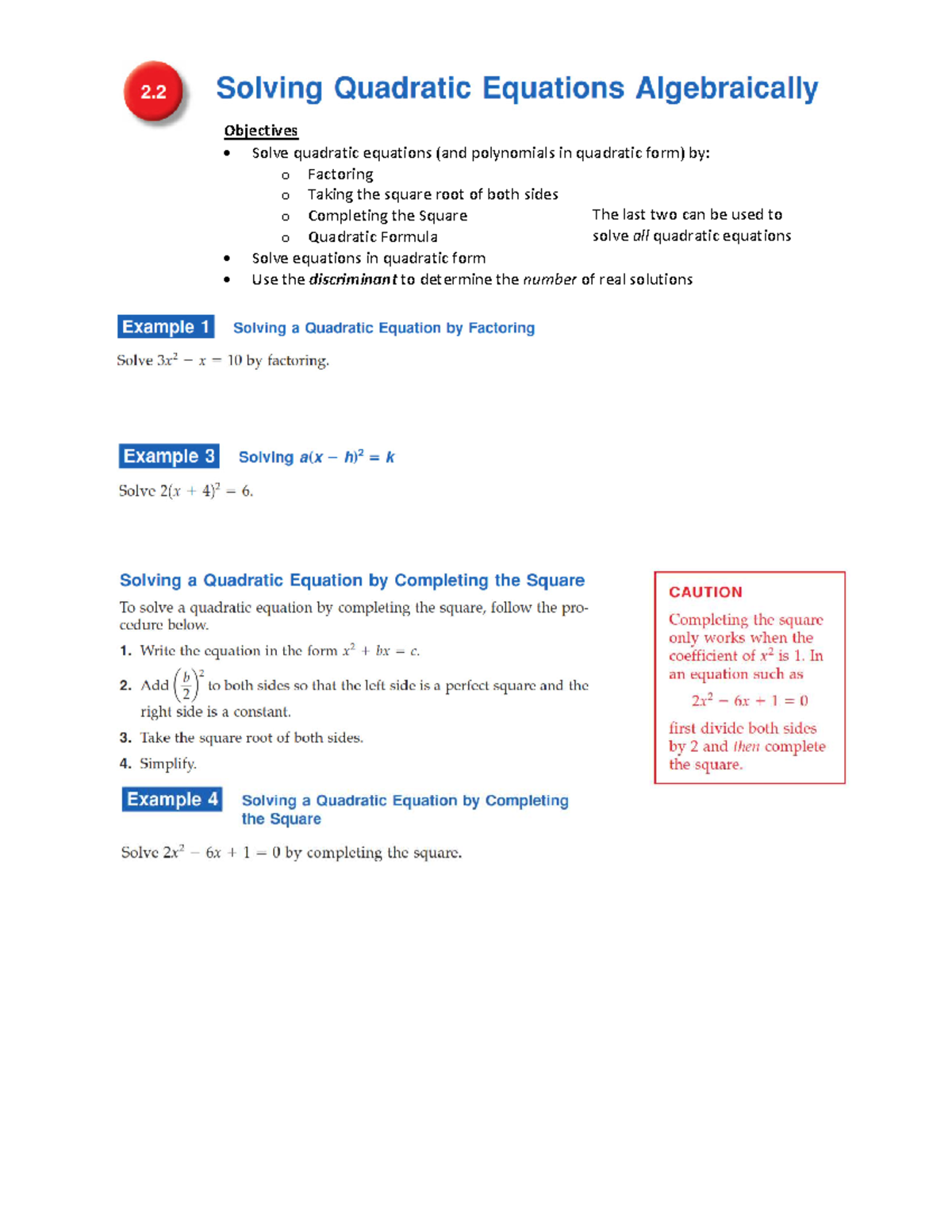 Quadratic Equations and Polynomials: Week 1 Lecture Notes - The last ...