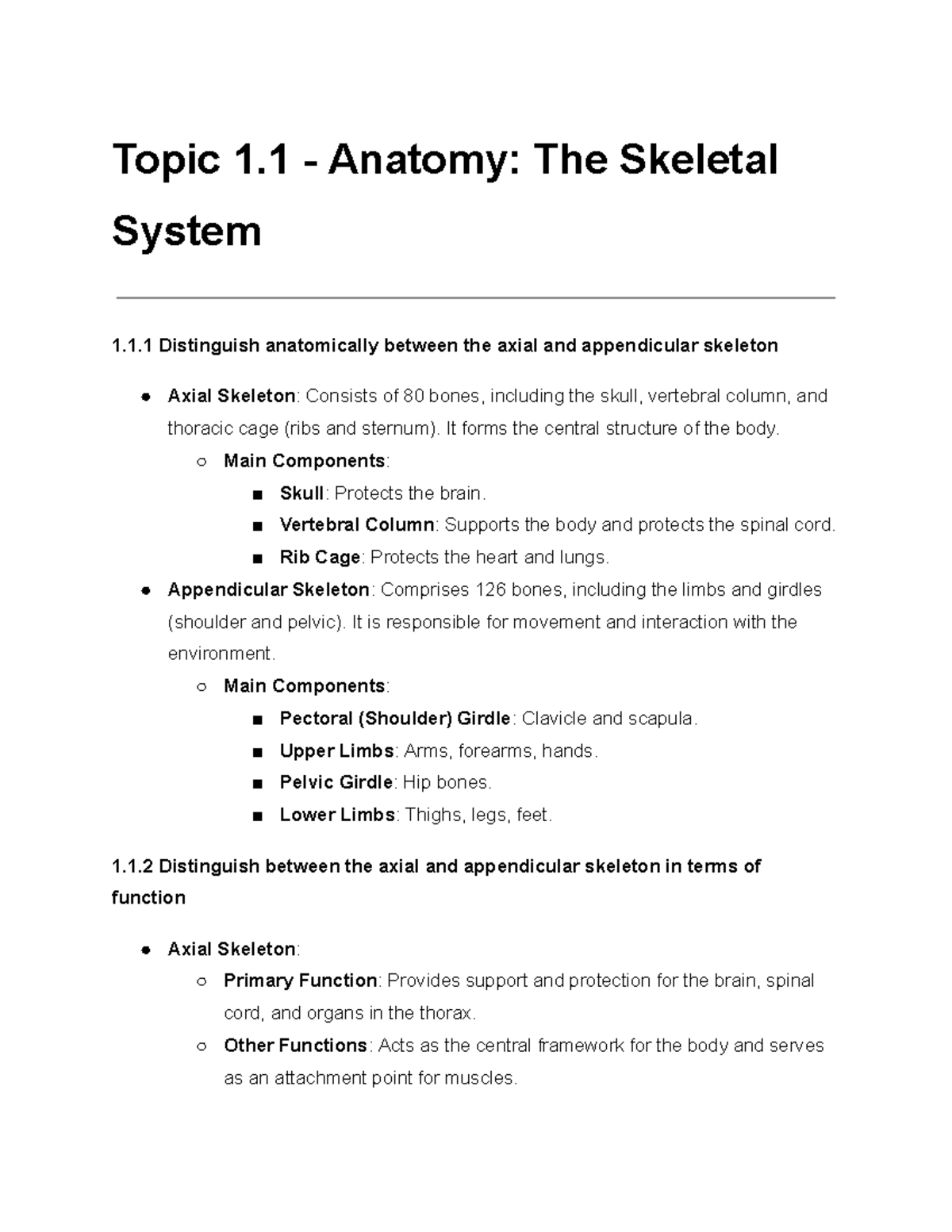 SEHS Anatomy Study Guide: The Skeletal & Muscular Systems - Studocu