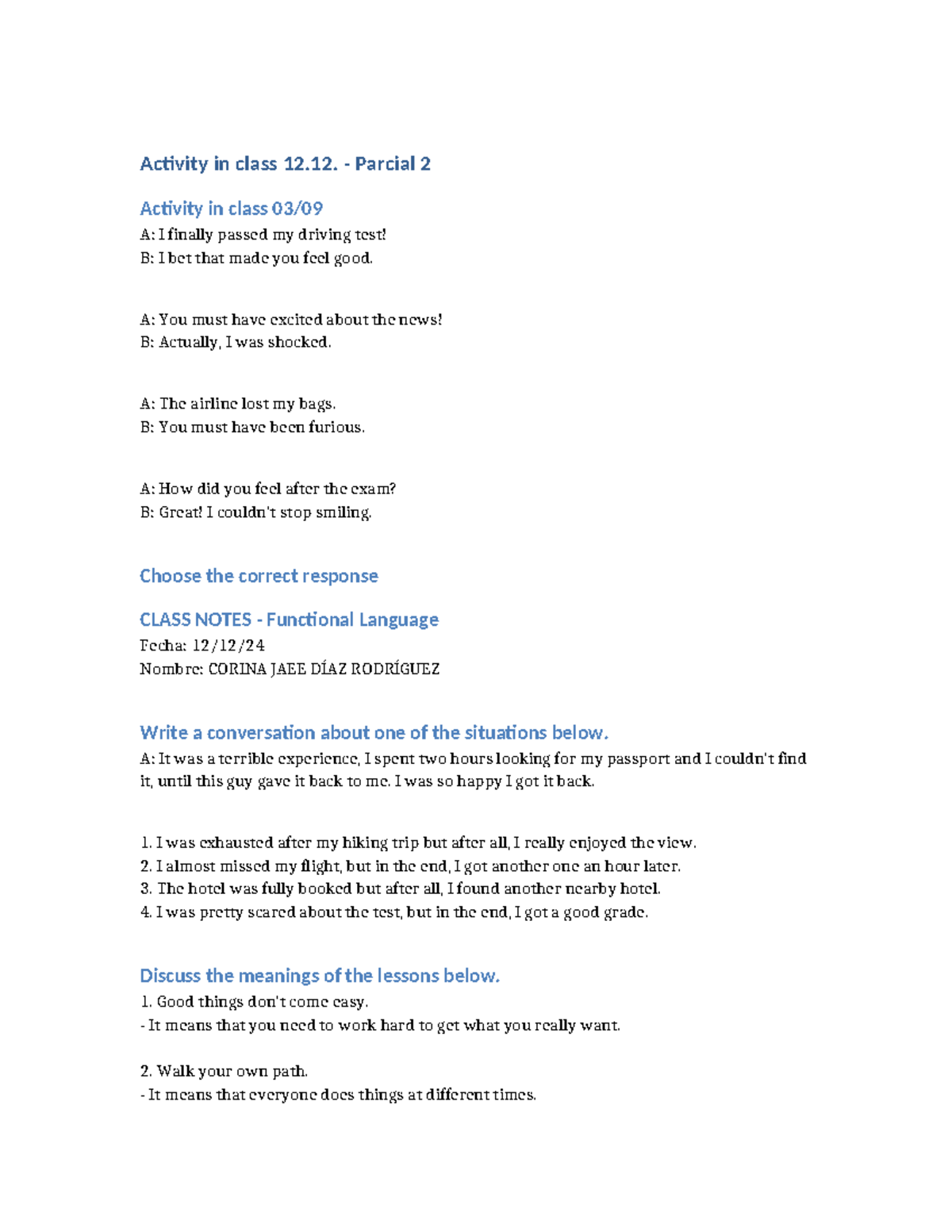 Activity in Class - Parcial 2 Notes on Functional Language - Studocu