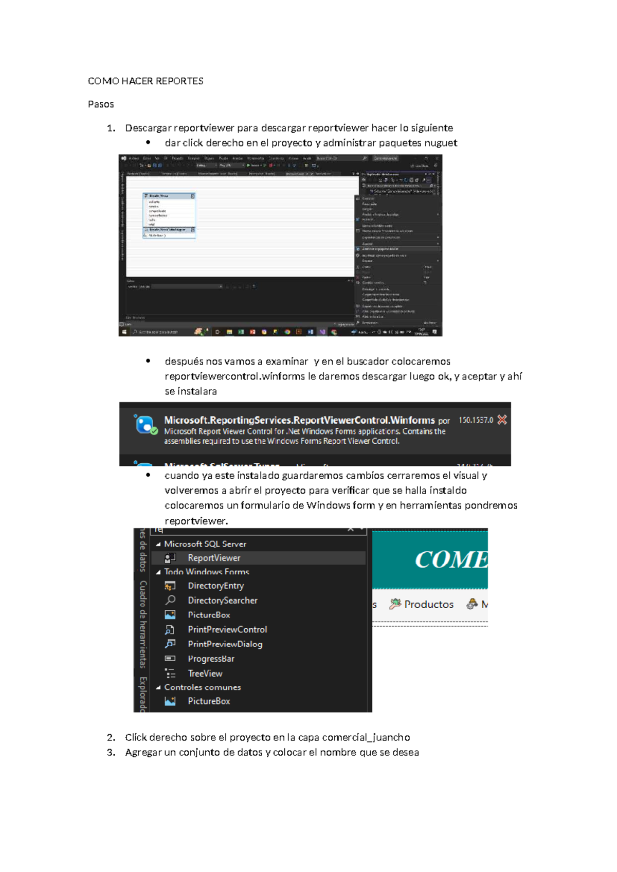 COMO HACER REPORTES: Guía Paso a Paso para Visual Studio - Studocu