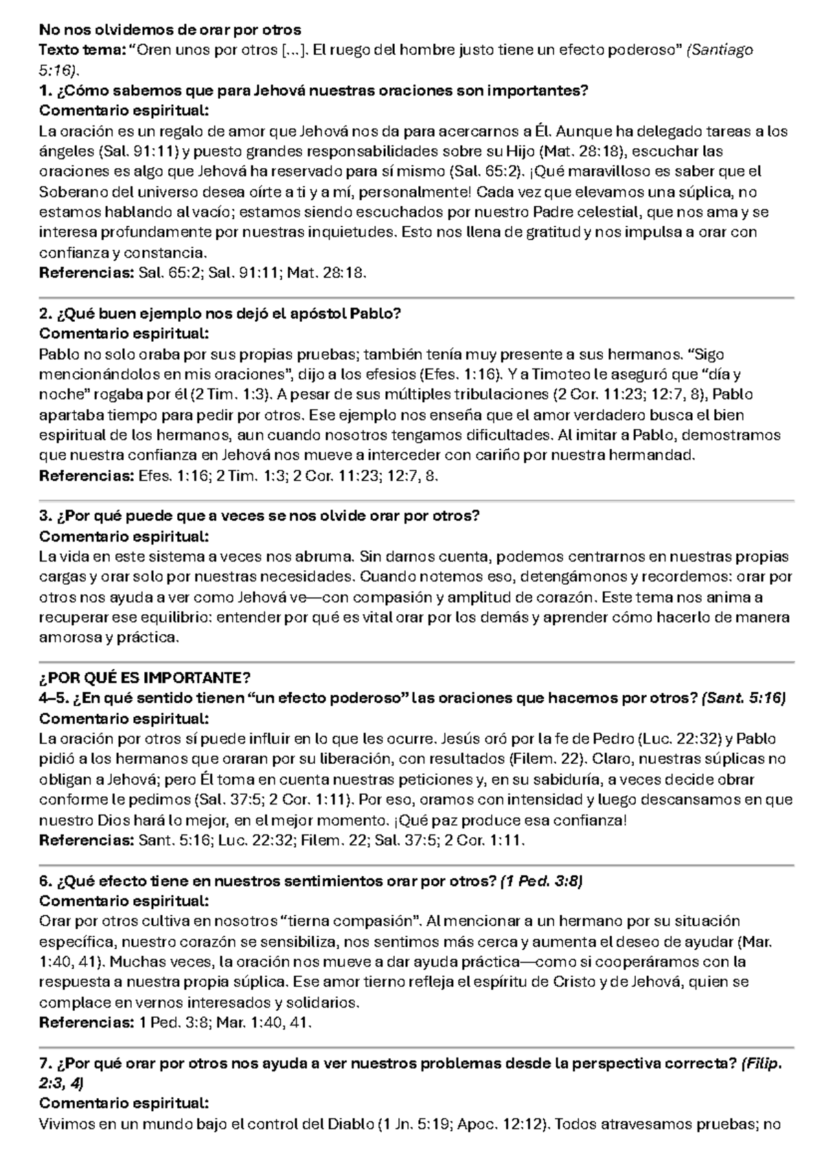 Comentarios sobre la Importancia de Orar por Otros - Estudio Bíblico ...
