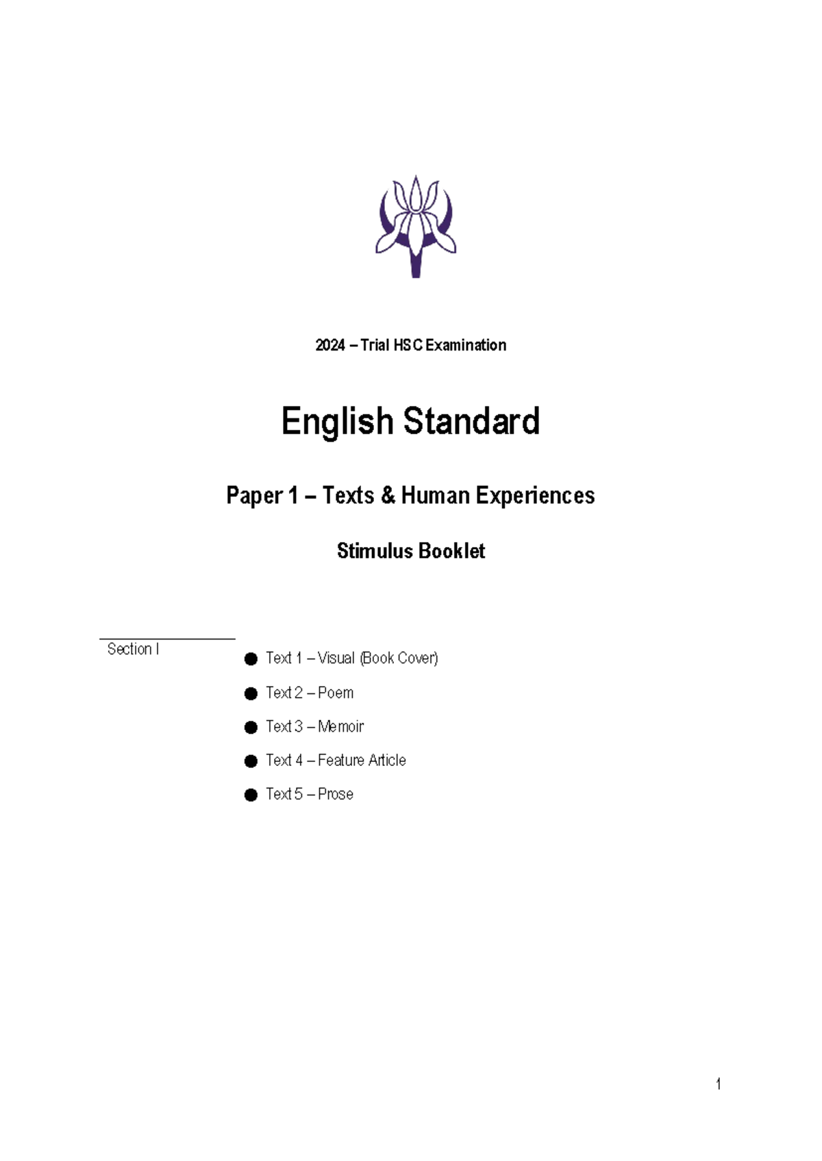 2024 HSC English Standard AT4 Trial Exam Stimulus Booklet - Studocu