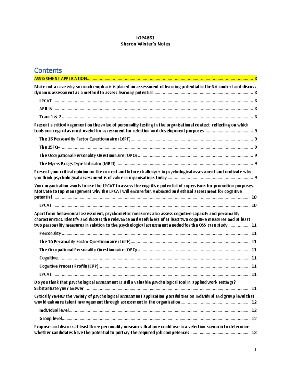 IOP4863 Tutorial Questions and Answers - Personnel and Career Psychology Tutorial 201 Questions ...