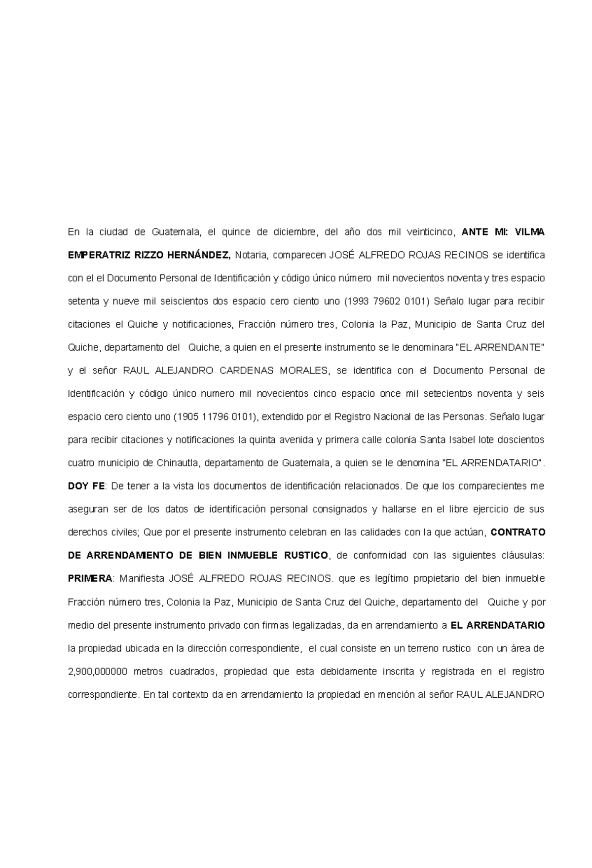 Contrato de Arrendamiento de Bien Inmueble Rústico - Llllquiche - Studocu