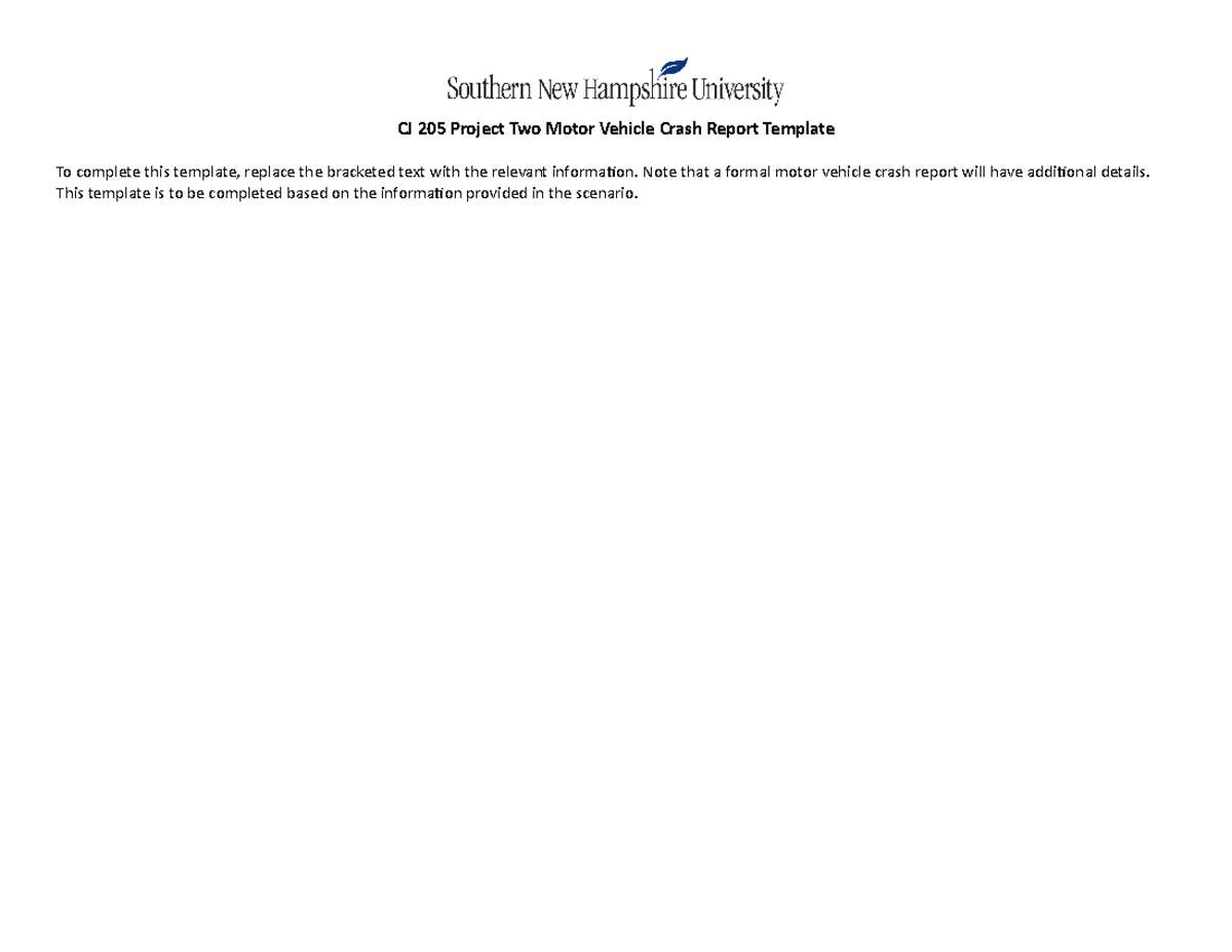 Cj 205 crash report done LF - CJ 205 Project Two Motor Vehicle Crash ...