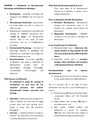 DEV PSY 101: Key Terms in Developmental Psychology - Studocu