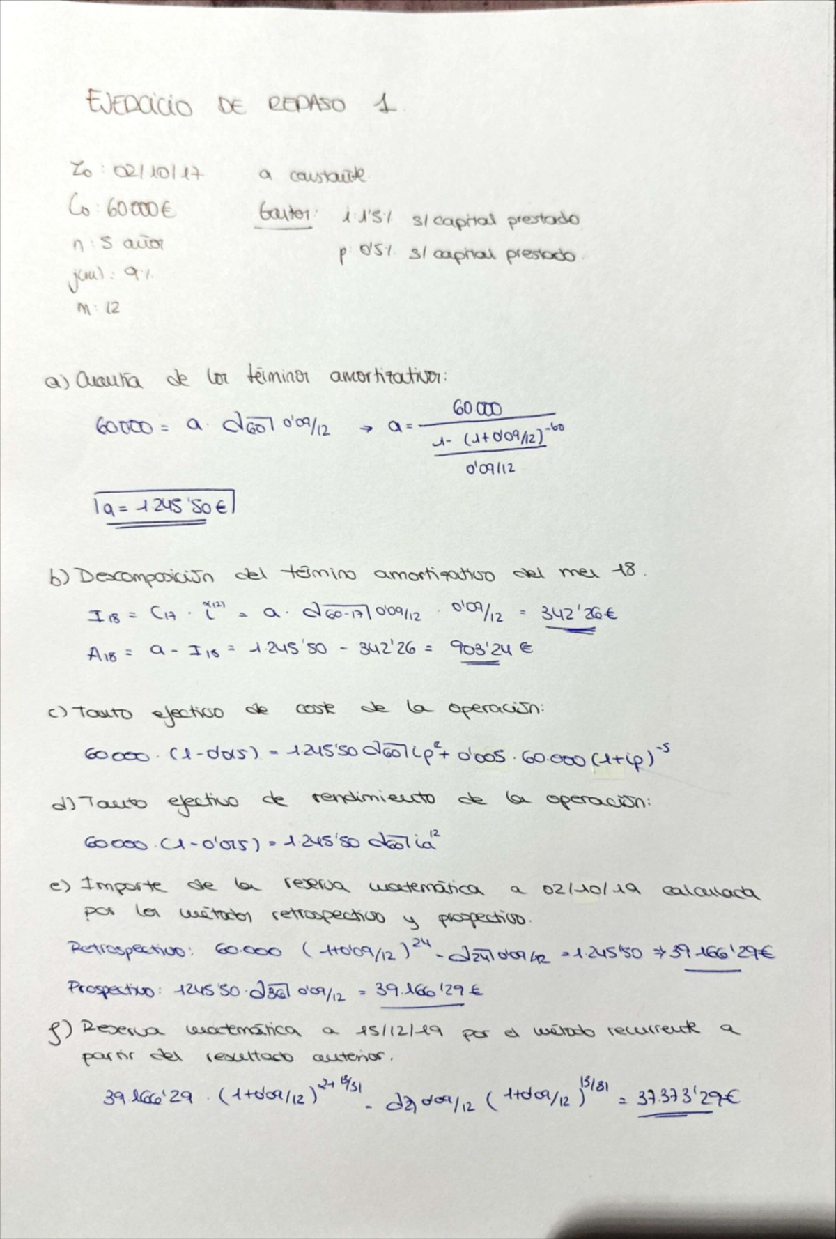 Ejercicio de Repaso 1: Análisis de Amortización y Reservas - Studocu
